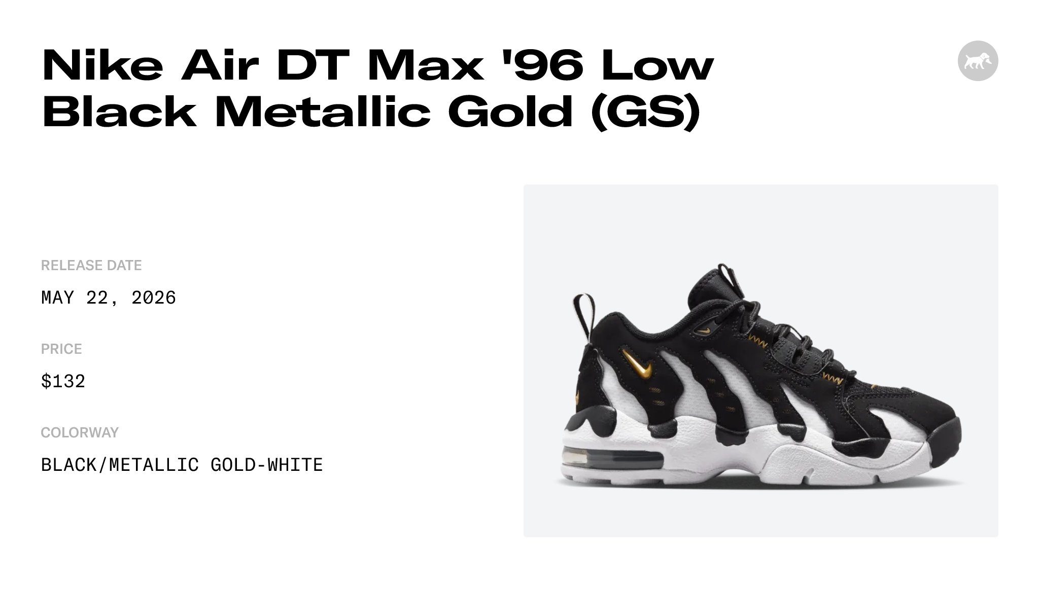 Nike Air DT Max '96 Low Black Metallic Gold (GS) - IR4714-001 Release Info