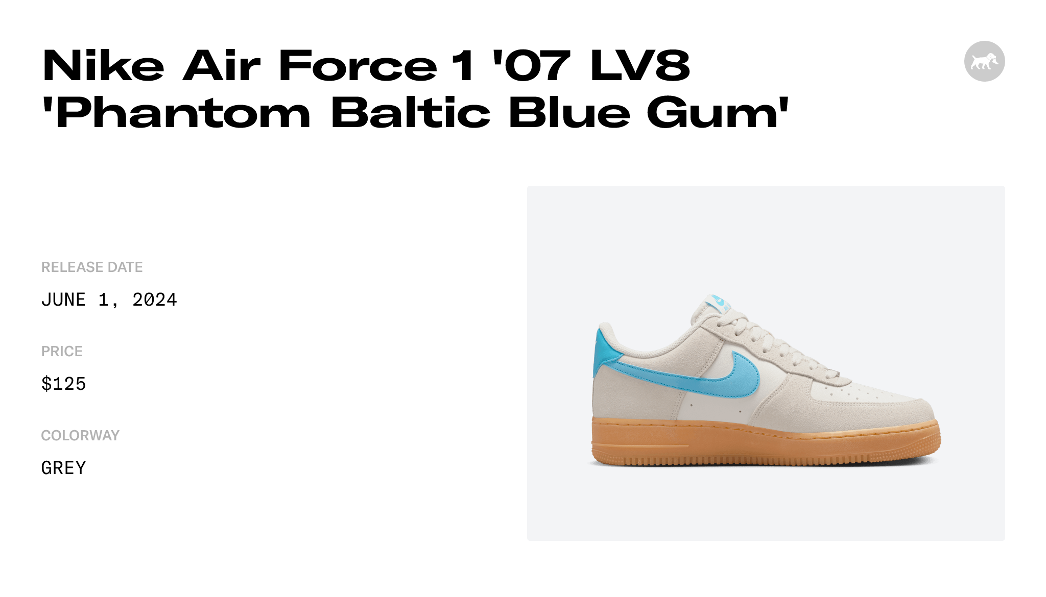 Nike Air Force 1 '07 LV8 'Phantom Baltic Blue Gum' - FQ8714-003