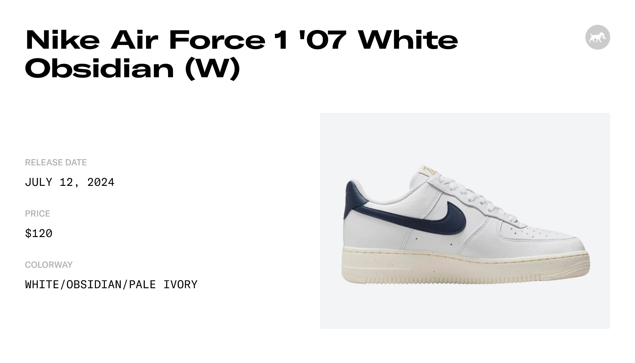 Nike Air Force 1 '07 White Obsidian (W) - FZ6768-100