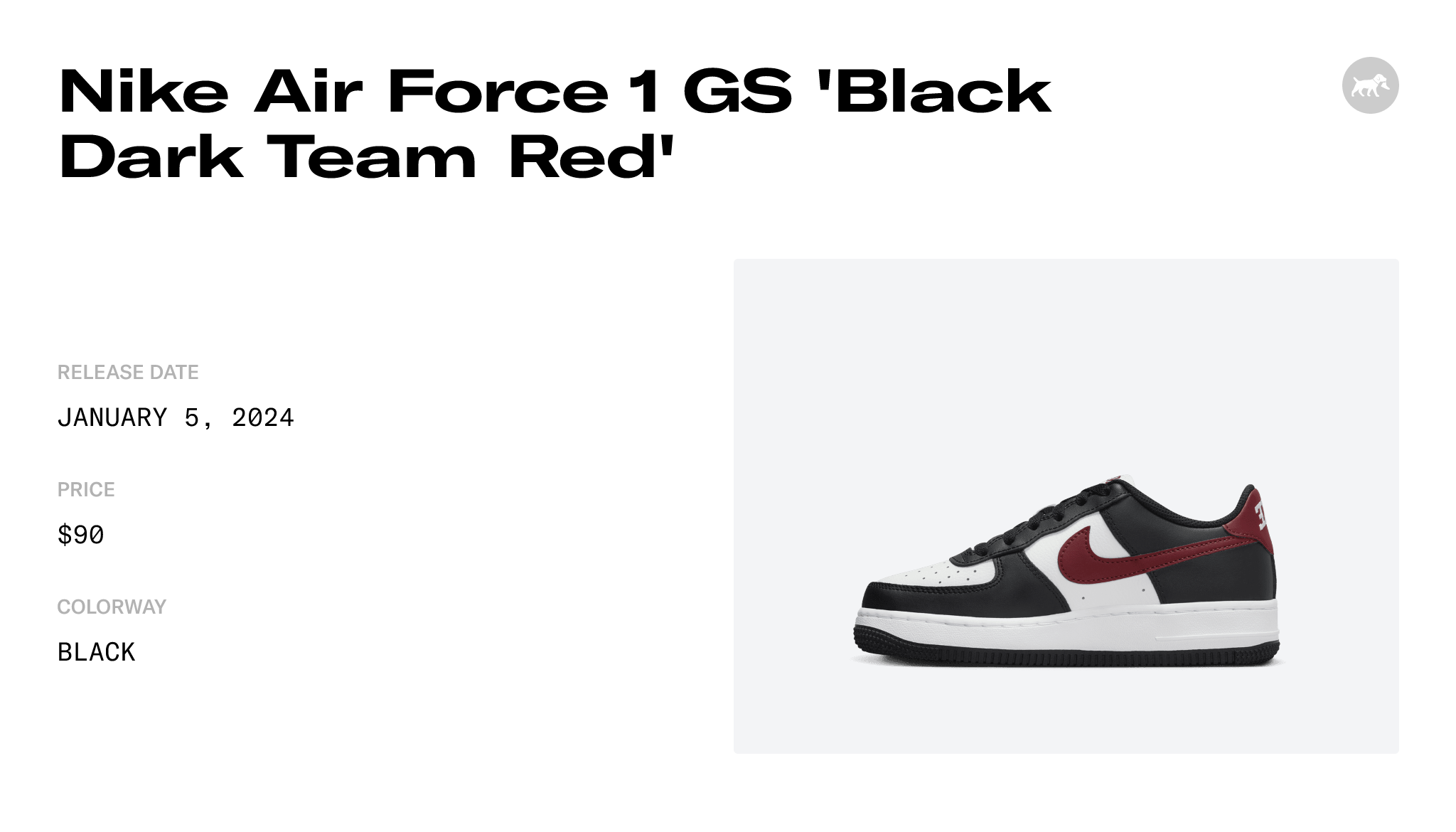 Nike Air Force 1 GS 'Black Dark Team Red' - FZ4351-001