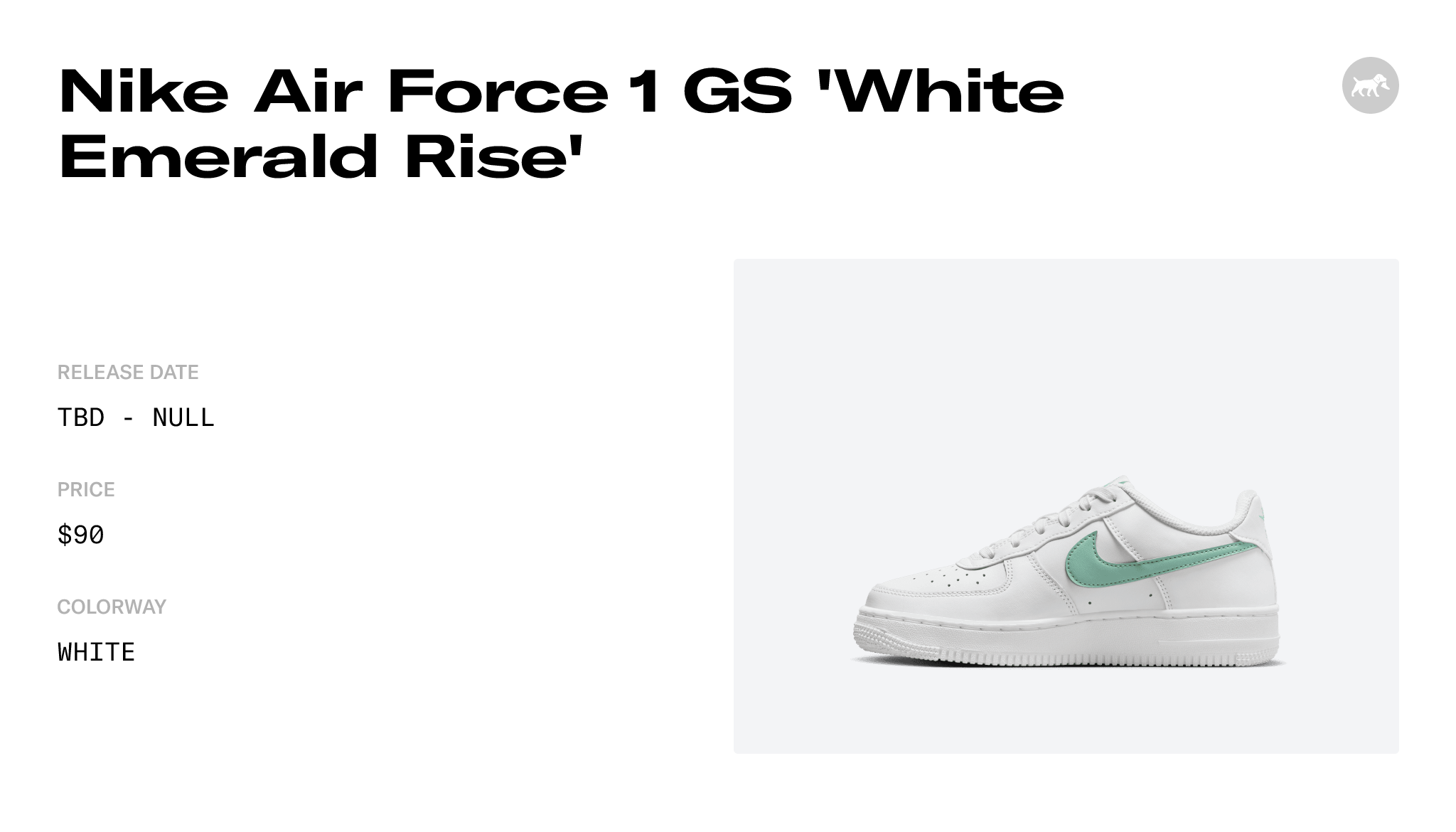 Nike Air Force 1 GS 'White Emerald Rise' - DV7762-104 Release Info