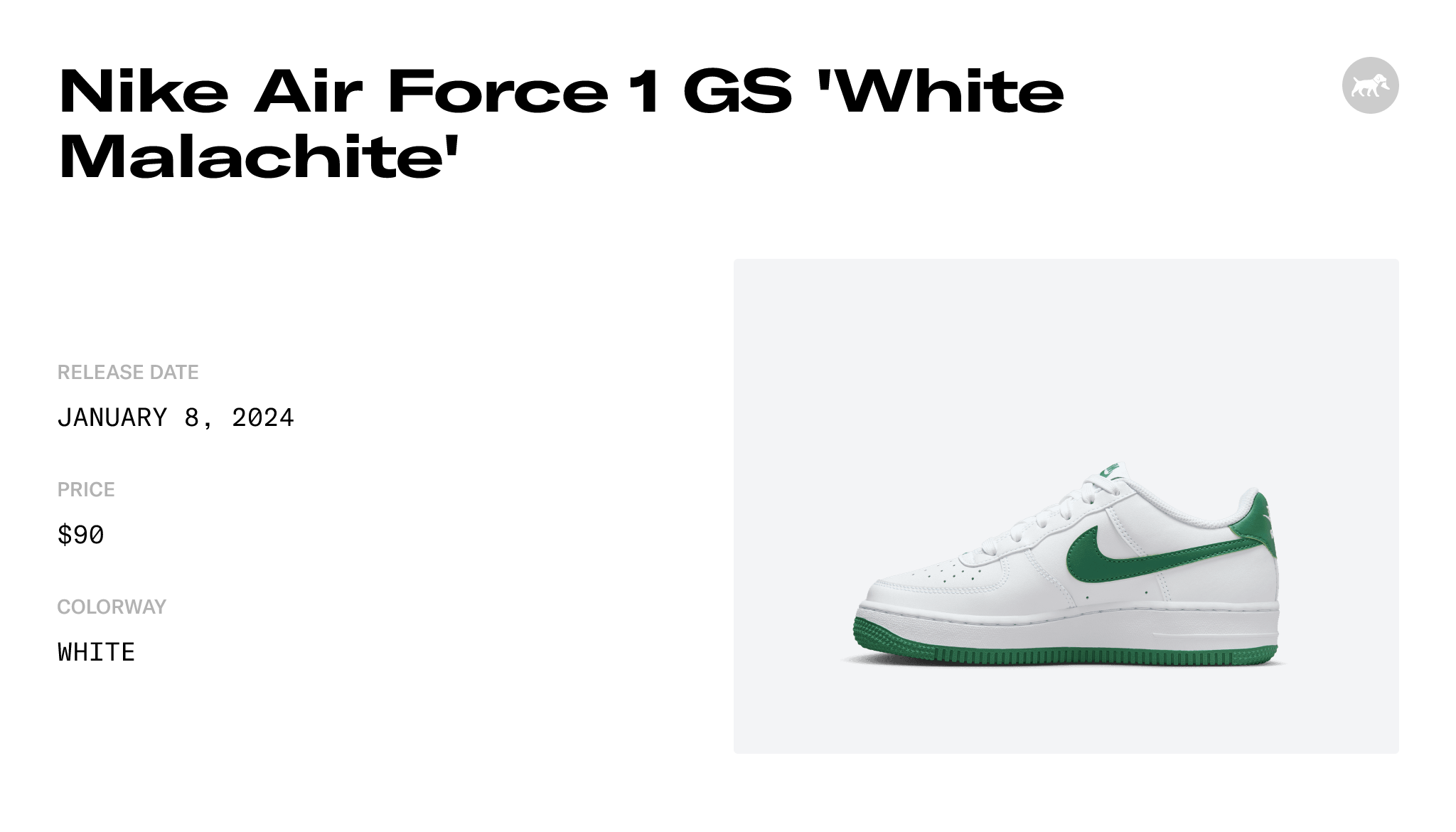 Nike Air Force 1 GS 'White Malachite' - FV5948-103