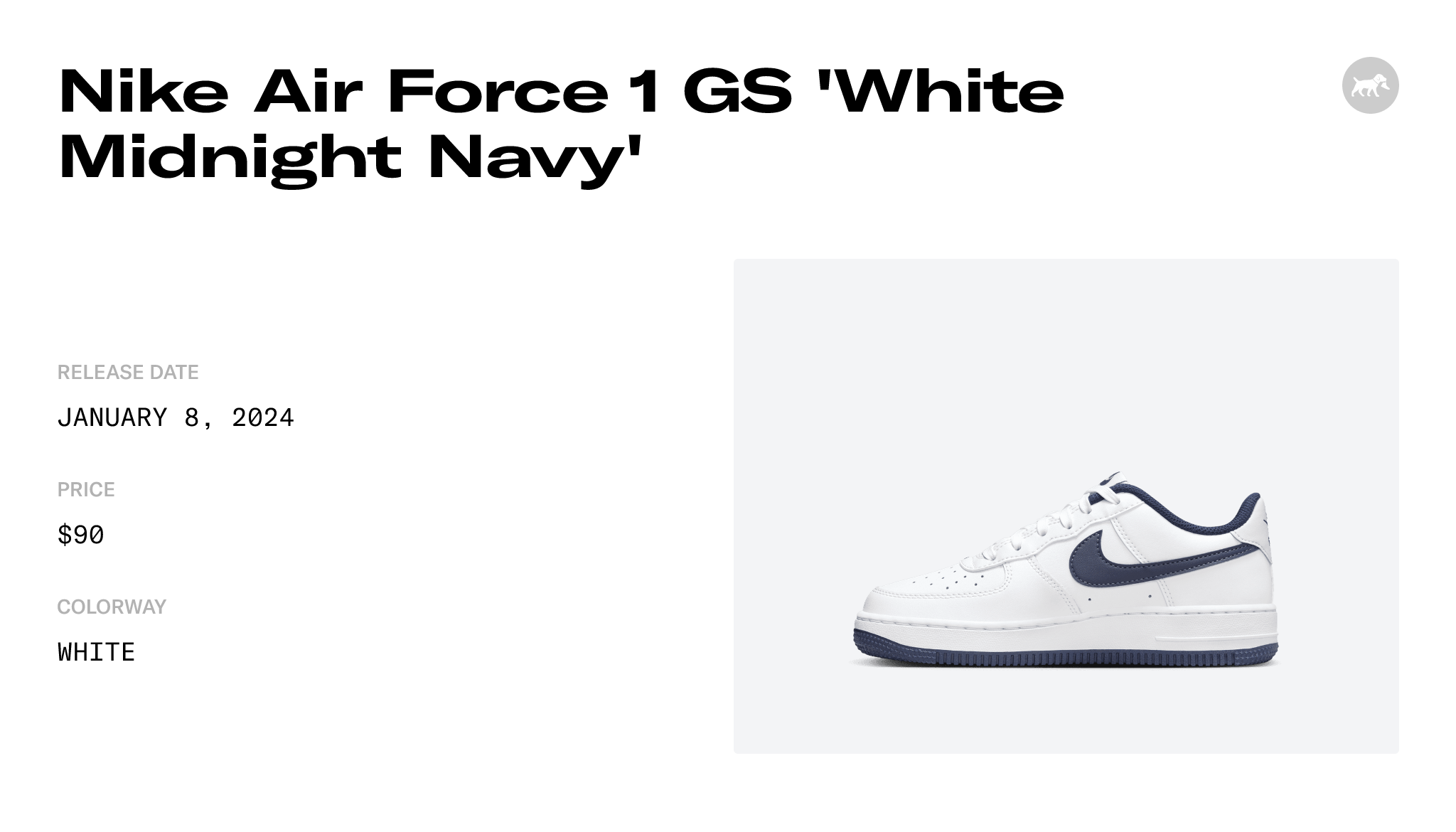 Nike Air Force 1 GS 'White Midnight Navy' - FV5948-104