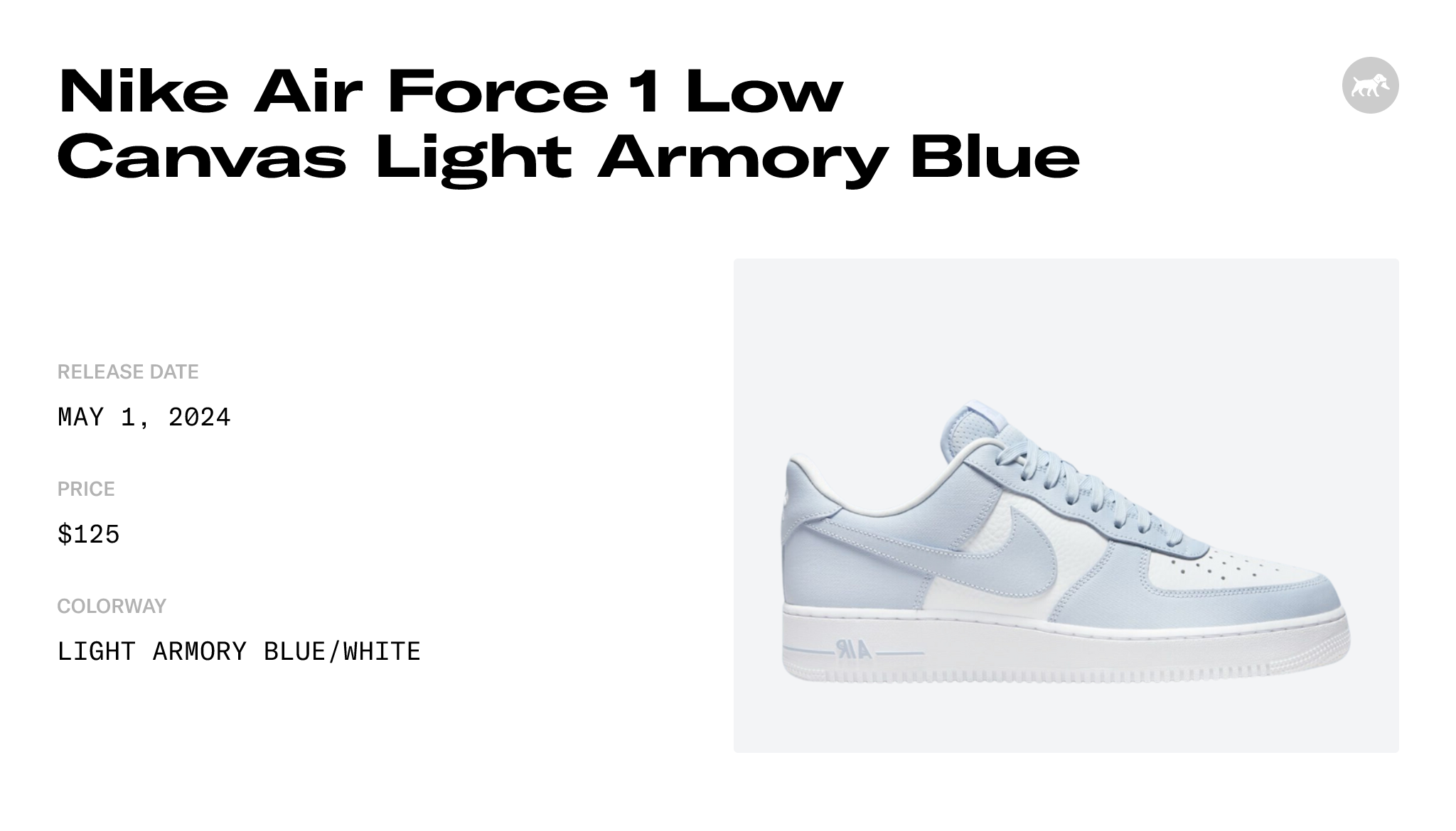 Nike Air Force 1 Low Canvas Light Armory Blue - FZ4627-400