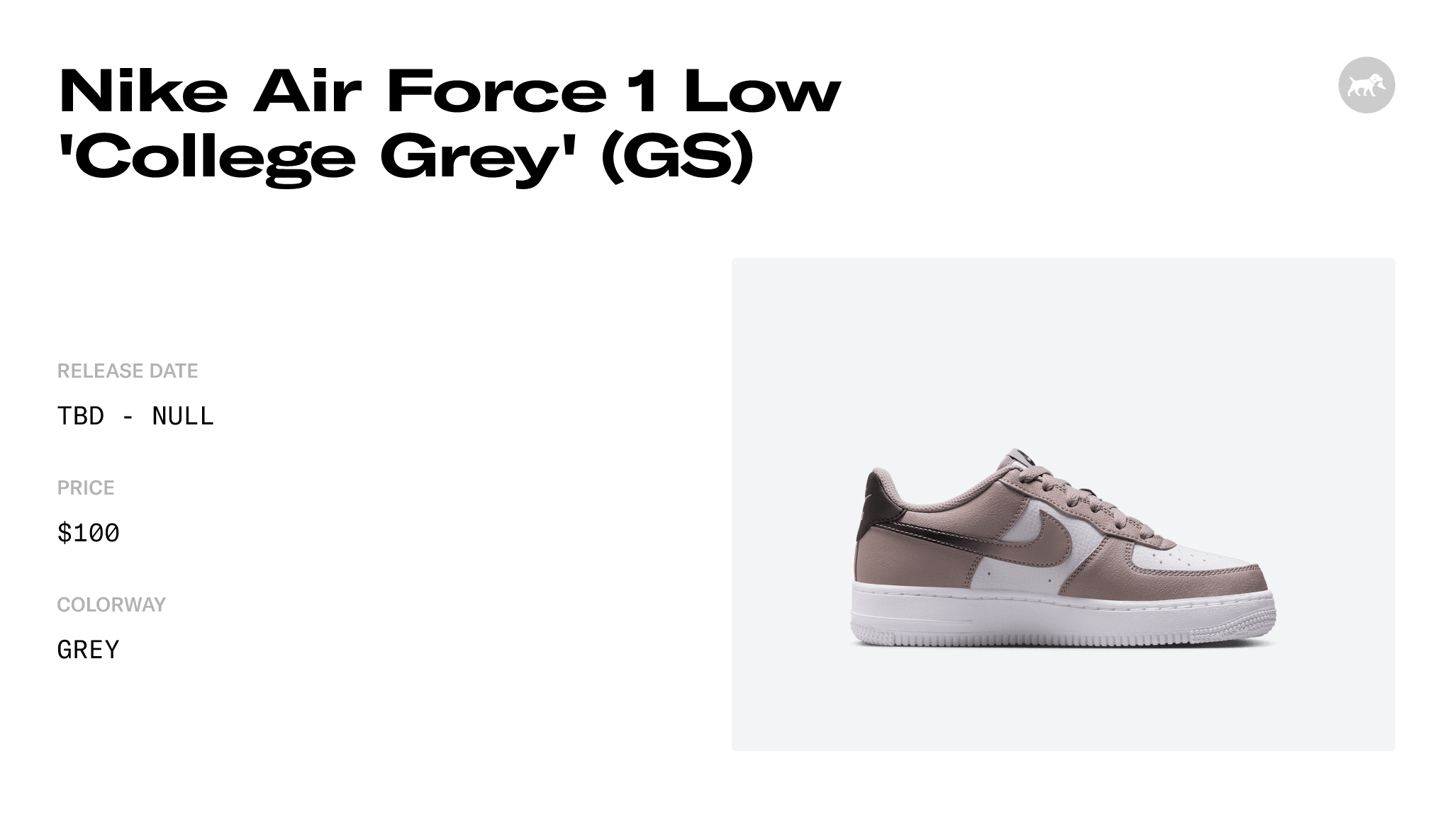 Nike Air Force 1 Low 'College Grey' (GS) - HV6360-001 Release Info