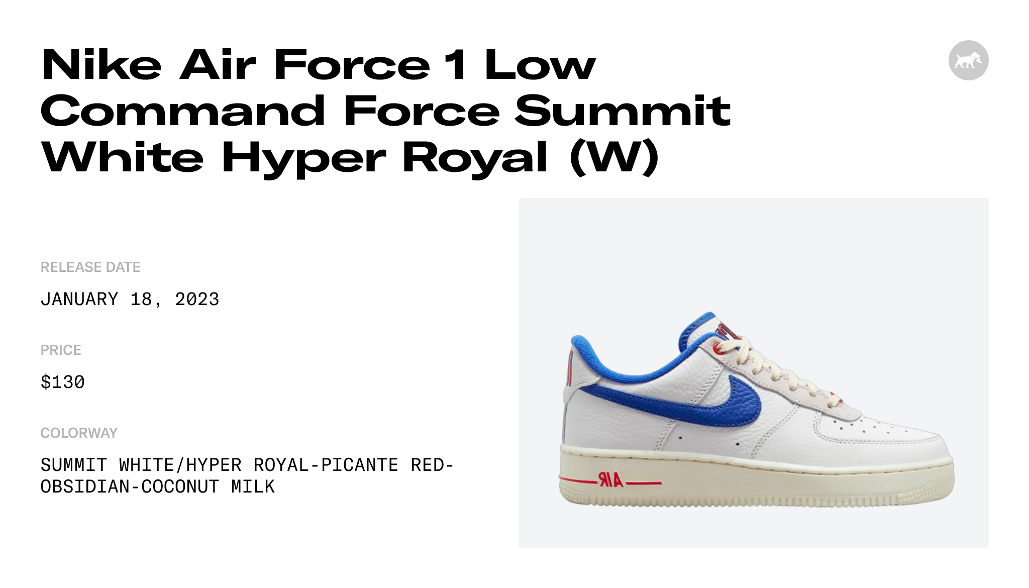 Nike Air Force 1 Low Command Force Summit White Hyper Royal (W ...
