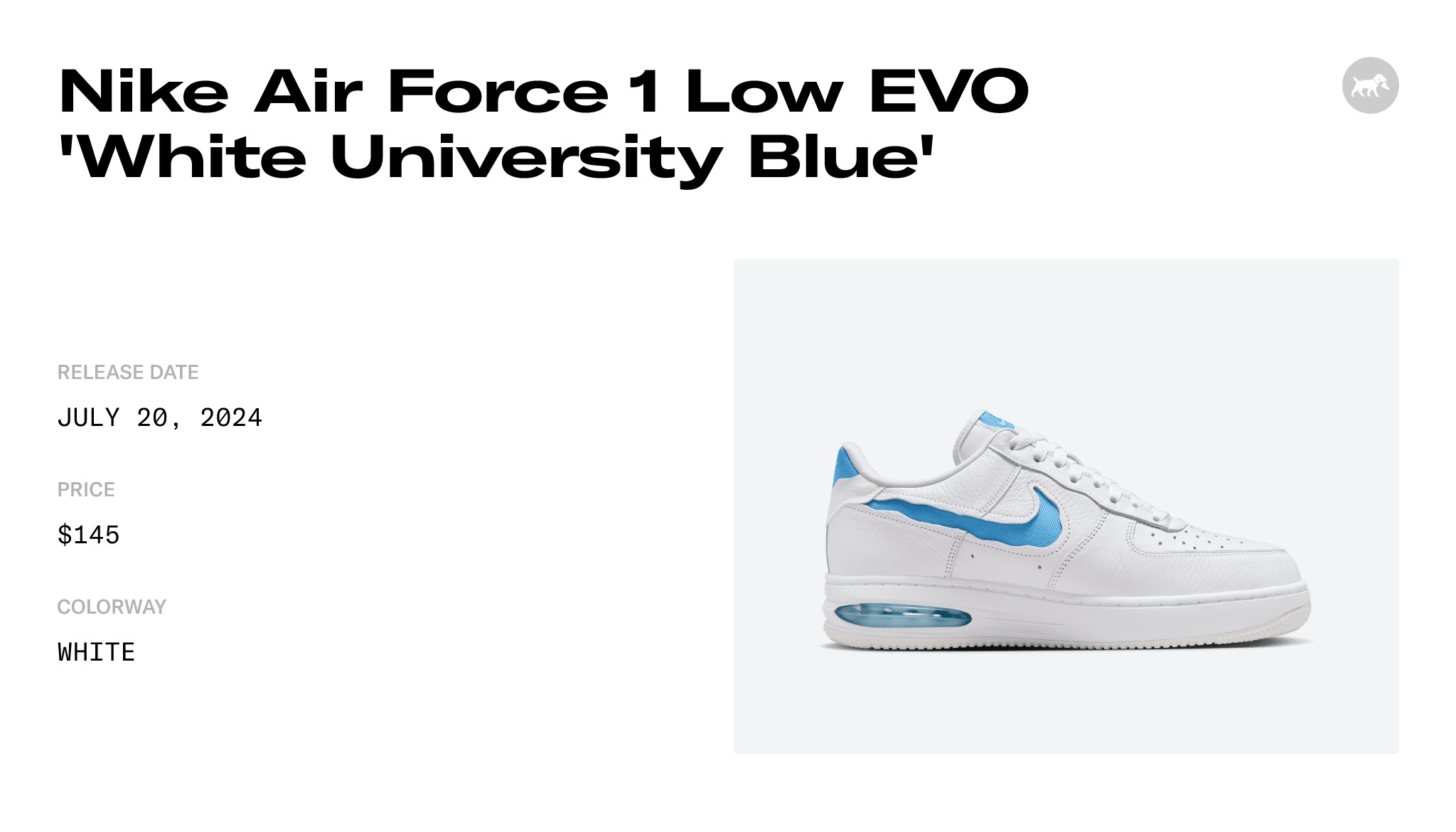 Nike Air Force 1 Low EVO 'White University Blue' - HF3630-101