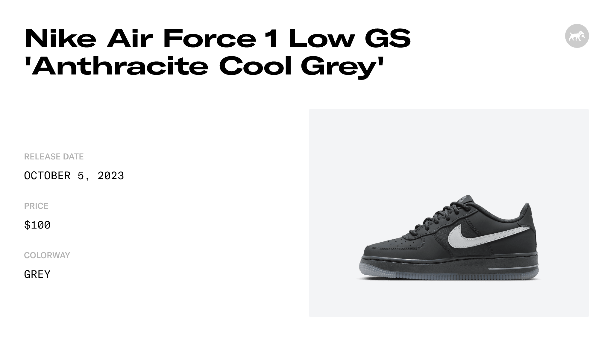 Nike Air Force 1 Low GS 'Anthracite Cool Grey' - FV3980-001