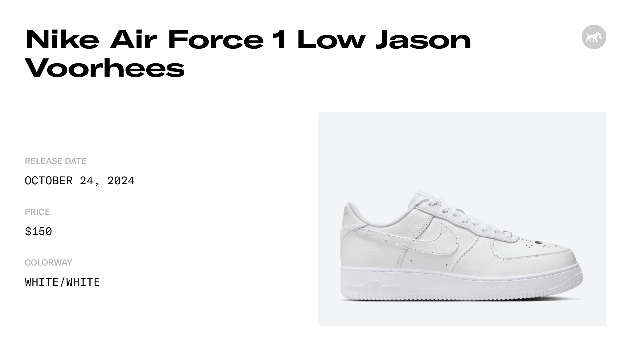 Nike Air Force 1 Low Jason Voorhees - IB4025-100 Raffles & Where to Buy