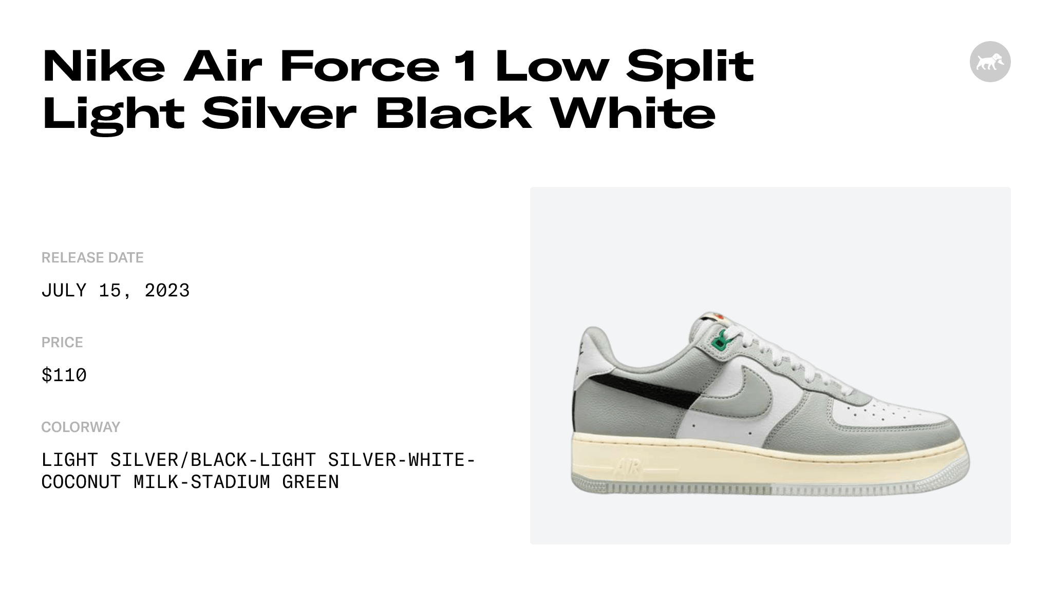 Nike Air Force 1 Low Split Light Silver Black White - DX2522-001