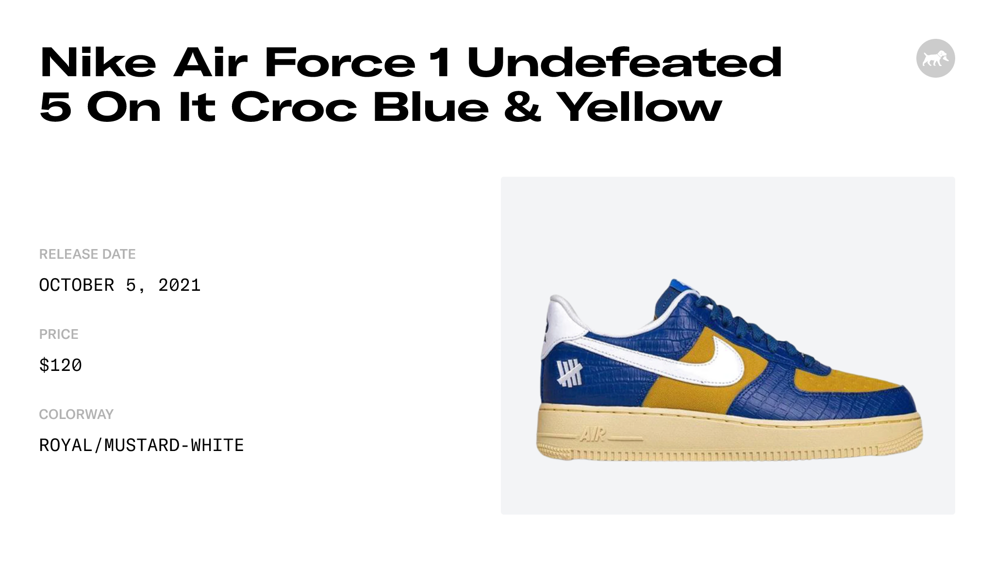Nike Air Force 1 Undefeated 5 On It Croc Blue & Yellow - DM8462-400