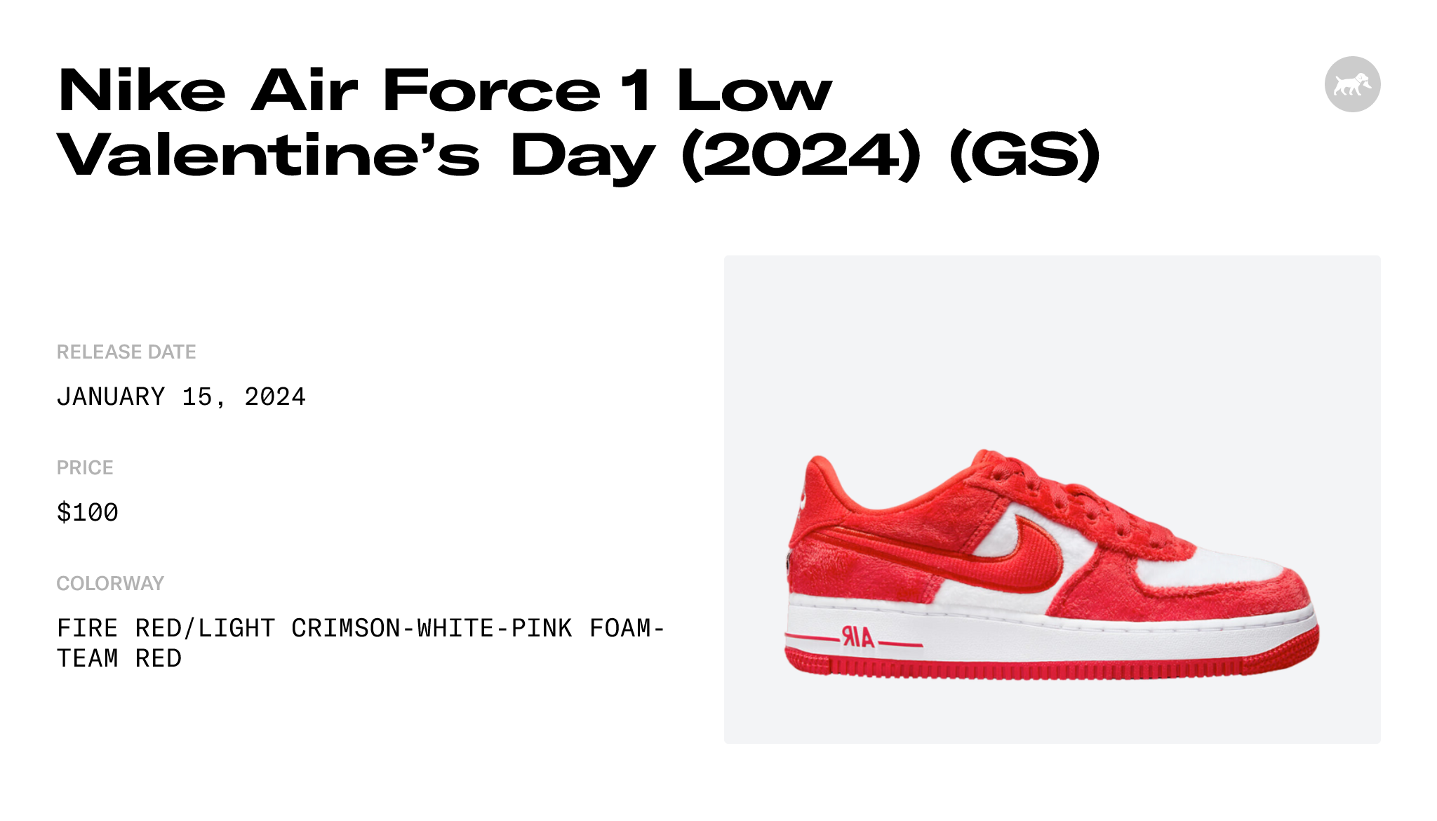 Nike Air Force 1 Low Valentine’s Day (2024) (GS) - FZ3552-612