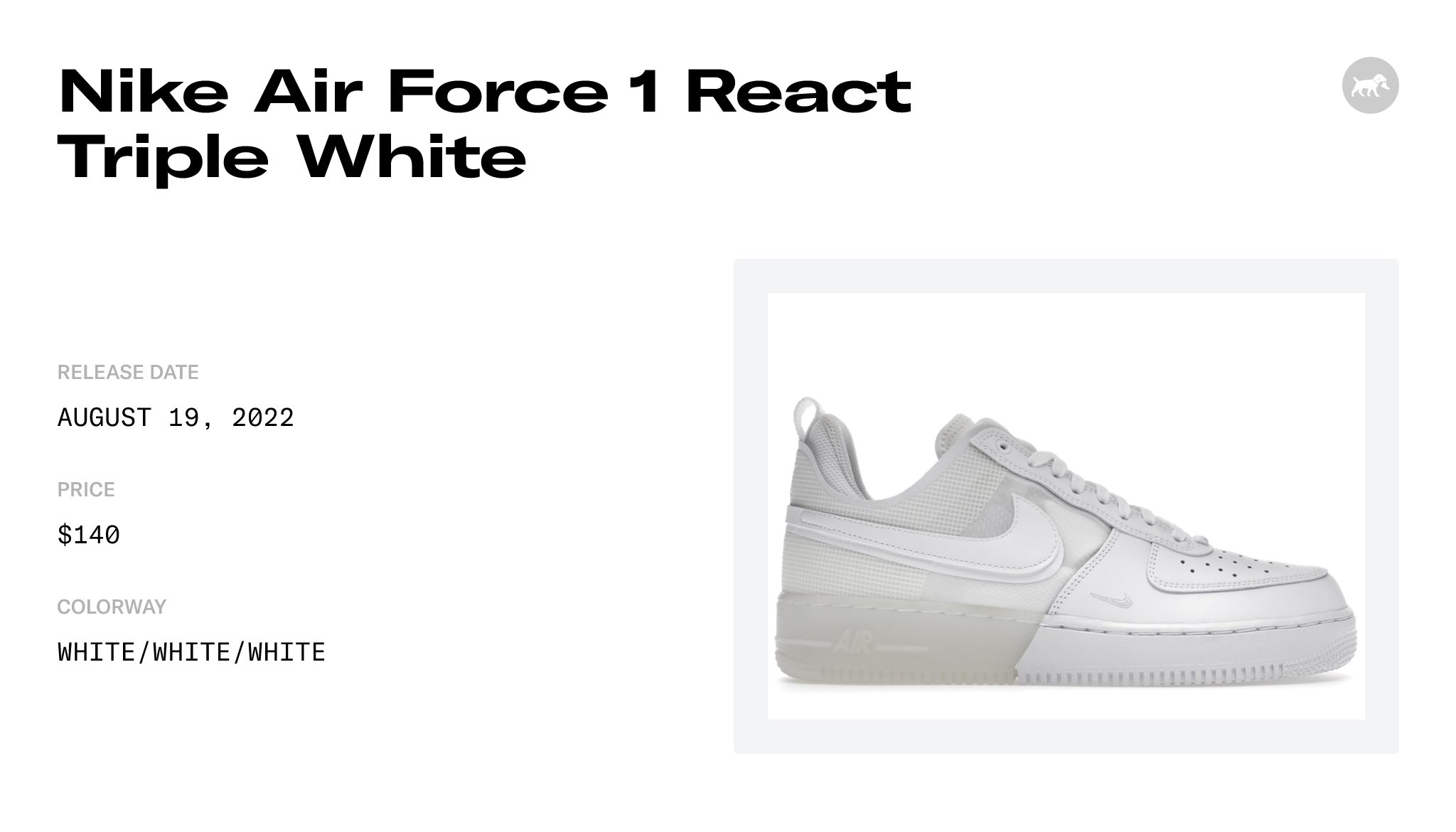 Nike Air Force 1 React Triple White - DM0573-100 Raffles & Where to Buy