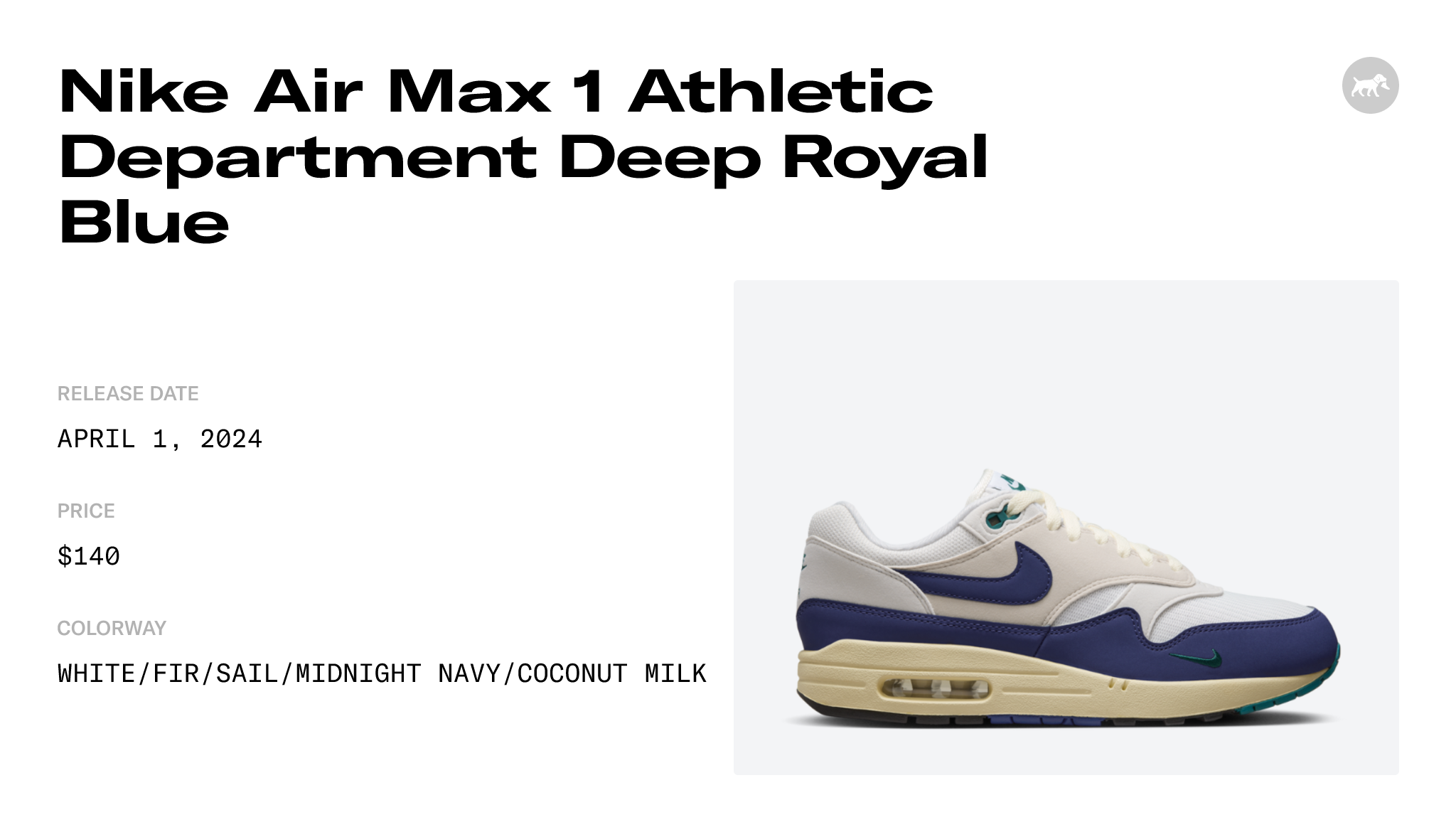 Nike Air Max 1 Athletic Department Deep Royal Blue - FQ8048-133