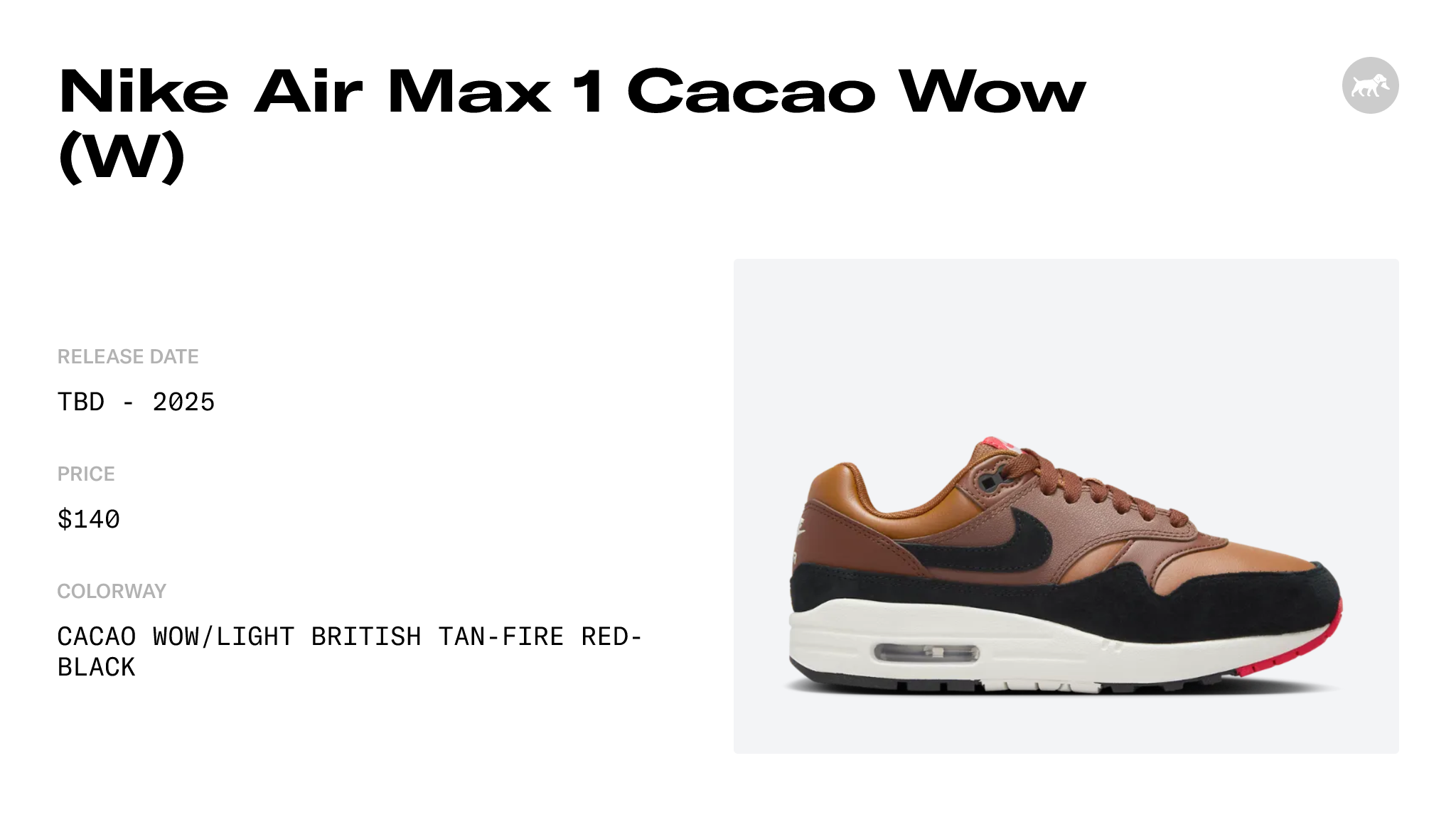 Nike Air Max 1 Cacao Wow (W) - FZ1468-200 Release Info