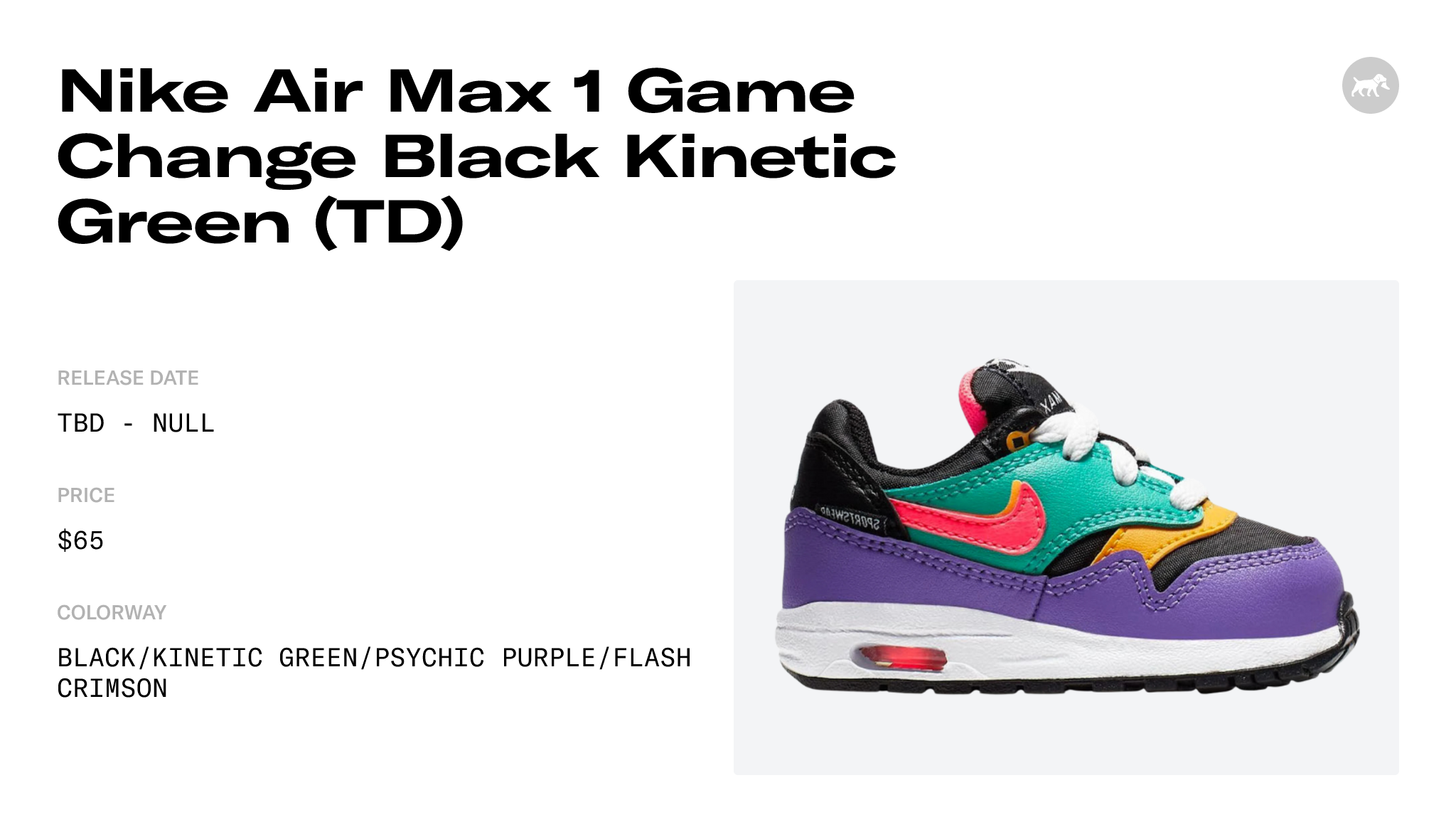 Nike Air Max 1 Game Change Black Kinetic Green (TD) - CJ6959-001 ...