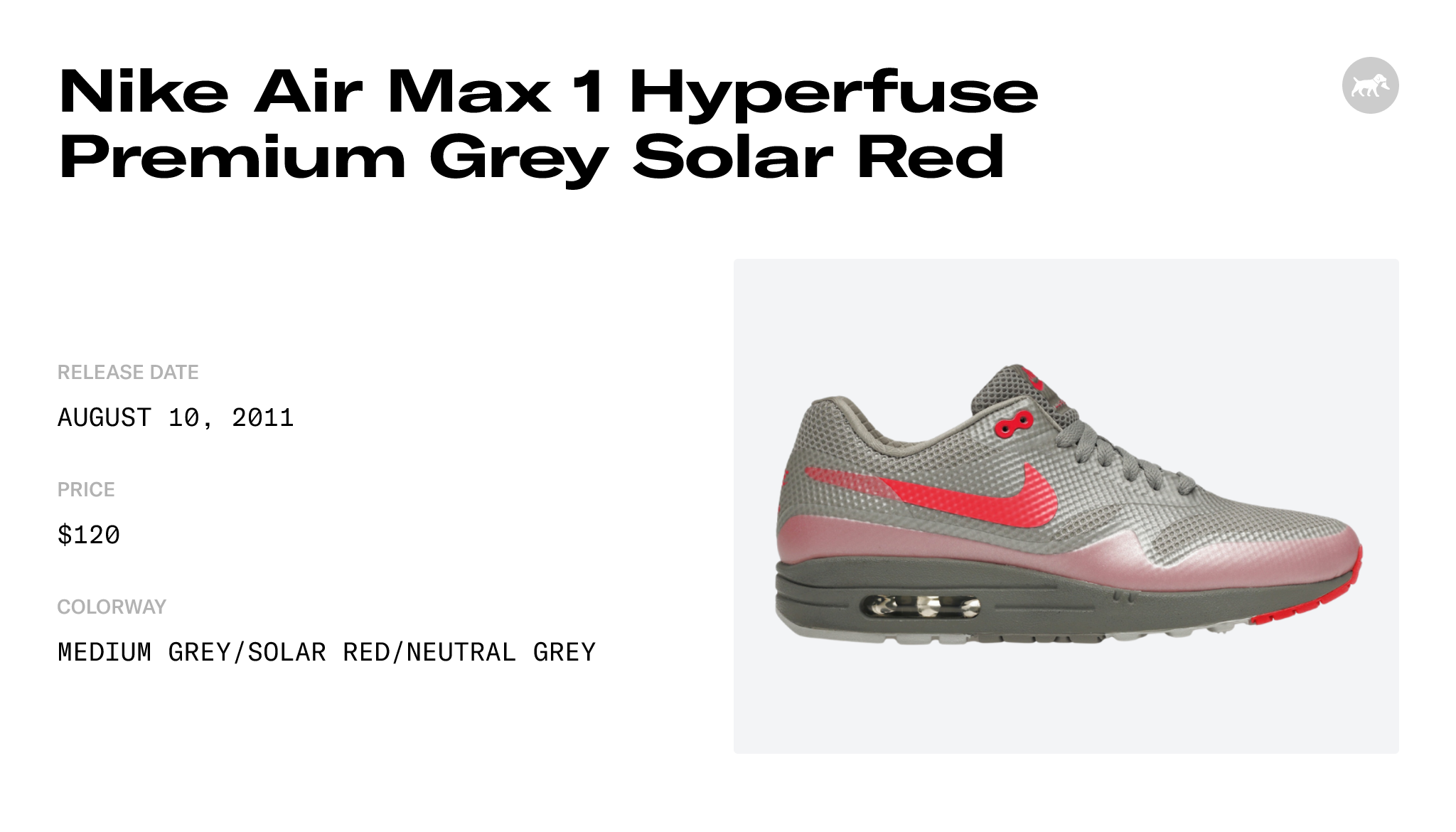 Nike Air Max 1 Hyperfuse Premium Grey Solar Red - 454745-003
