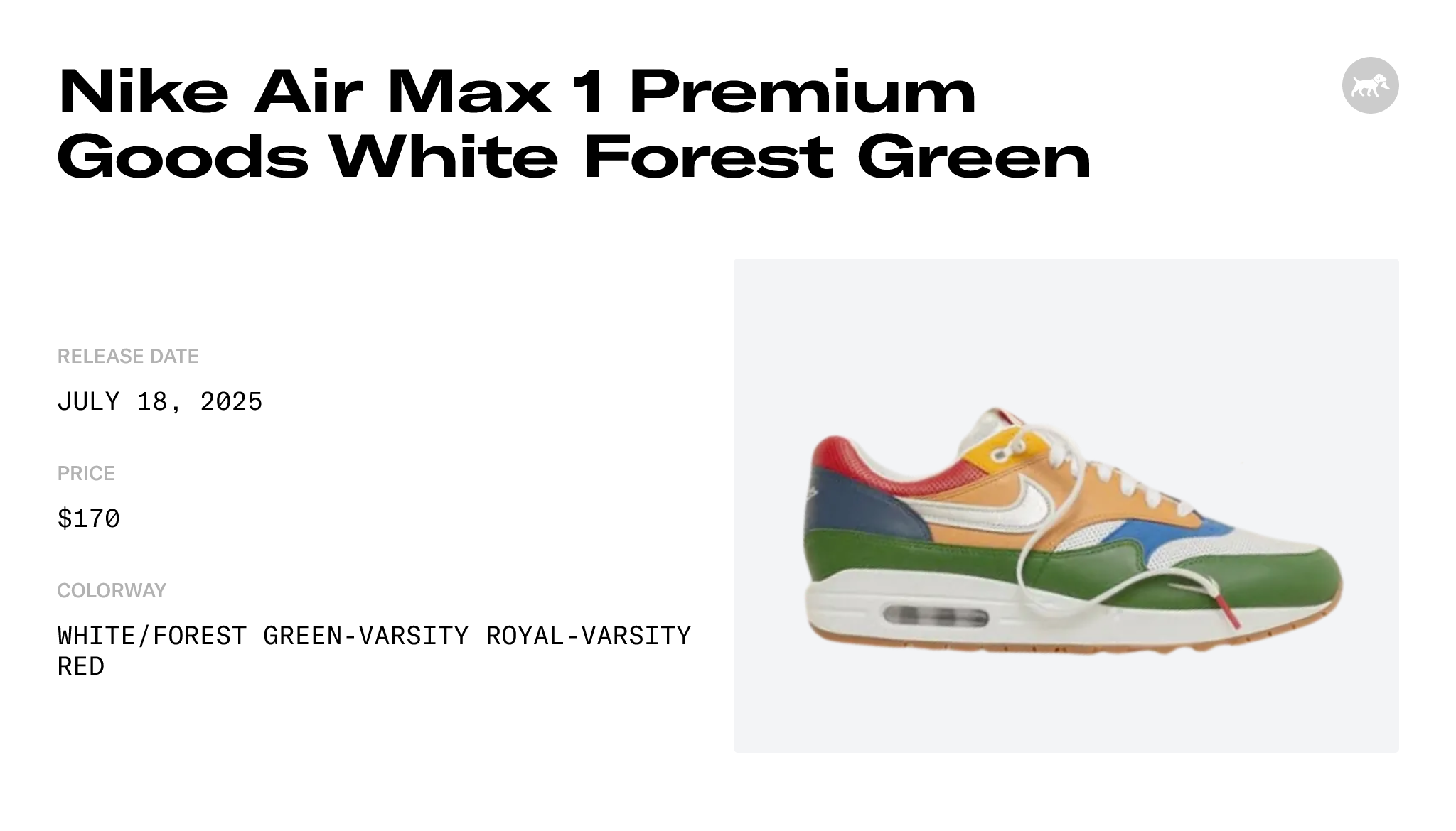 Nike Air Max 1 Premium Goods White Forest Green - II6235-100