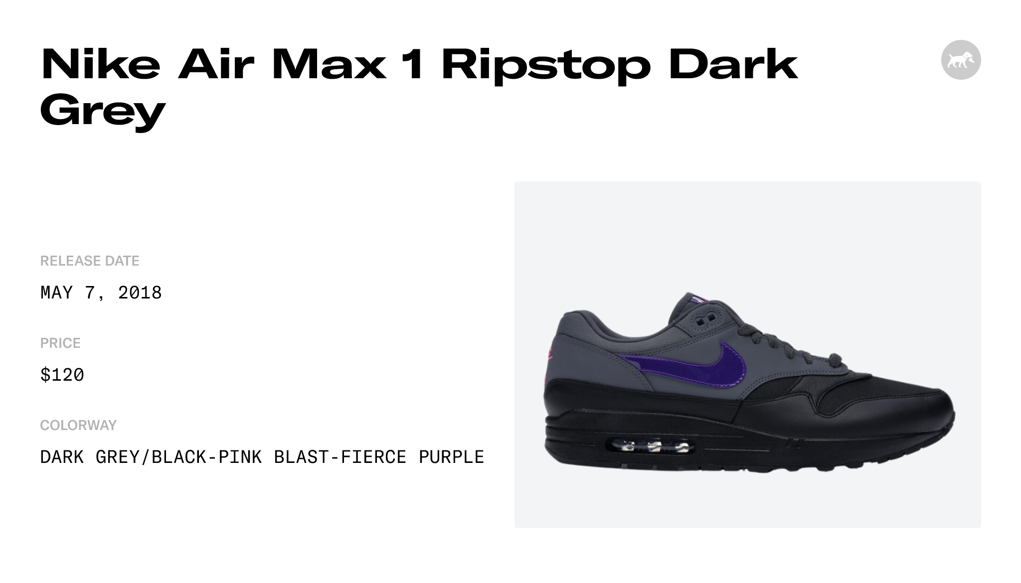 Nike Air Max 1 Ripstop Dark Grey - AR1249-002 Raffles & Where to Buy