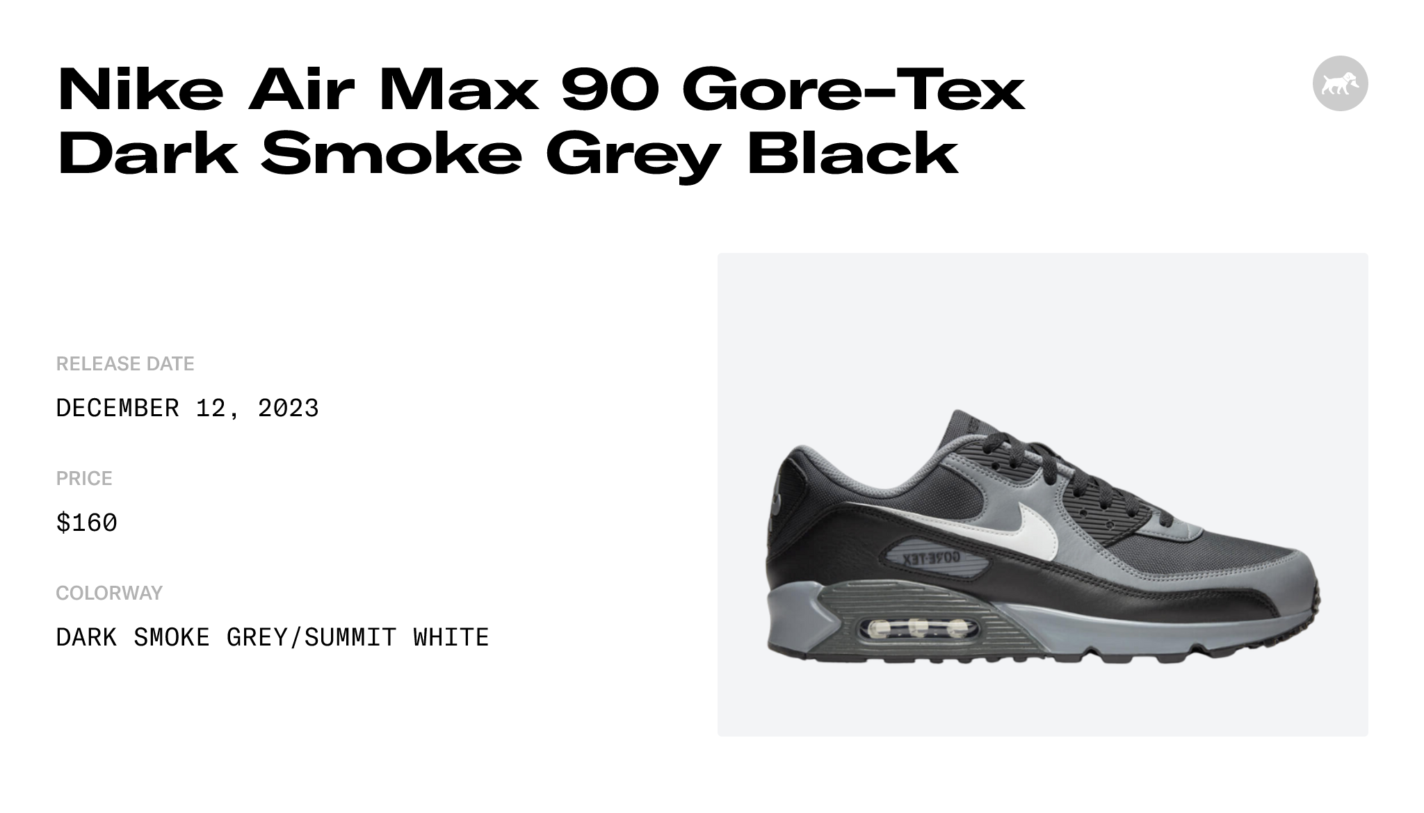 Nike Air Max 90 Gore-Tex Dark Smoke Grey Black - FD5810-002