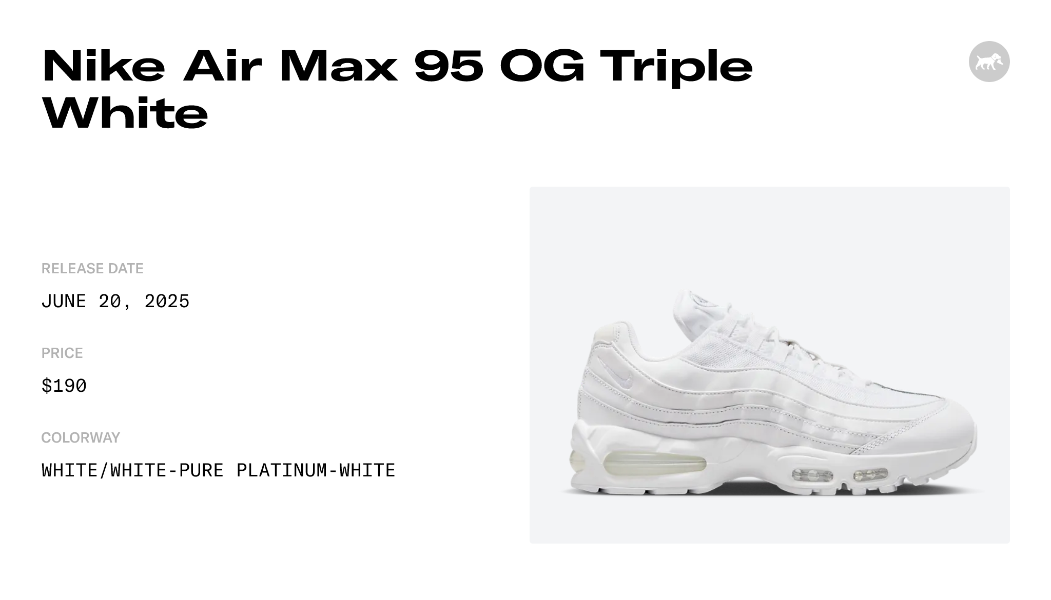 Nike Air Max 95 OG Triple White - HM8755-100 Raffles & Where to Buy