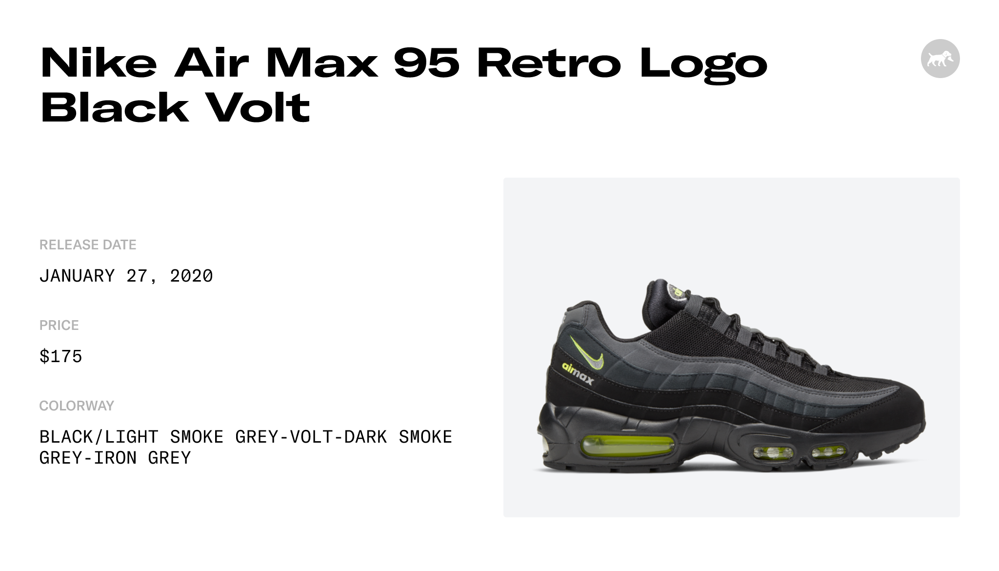 Nike Air Max 95 Retro Logo Black Volt - CV1635-002