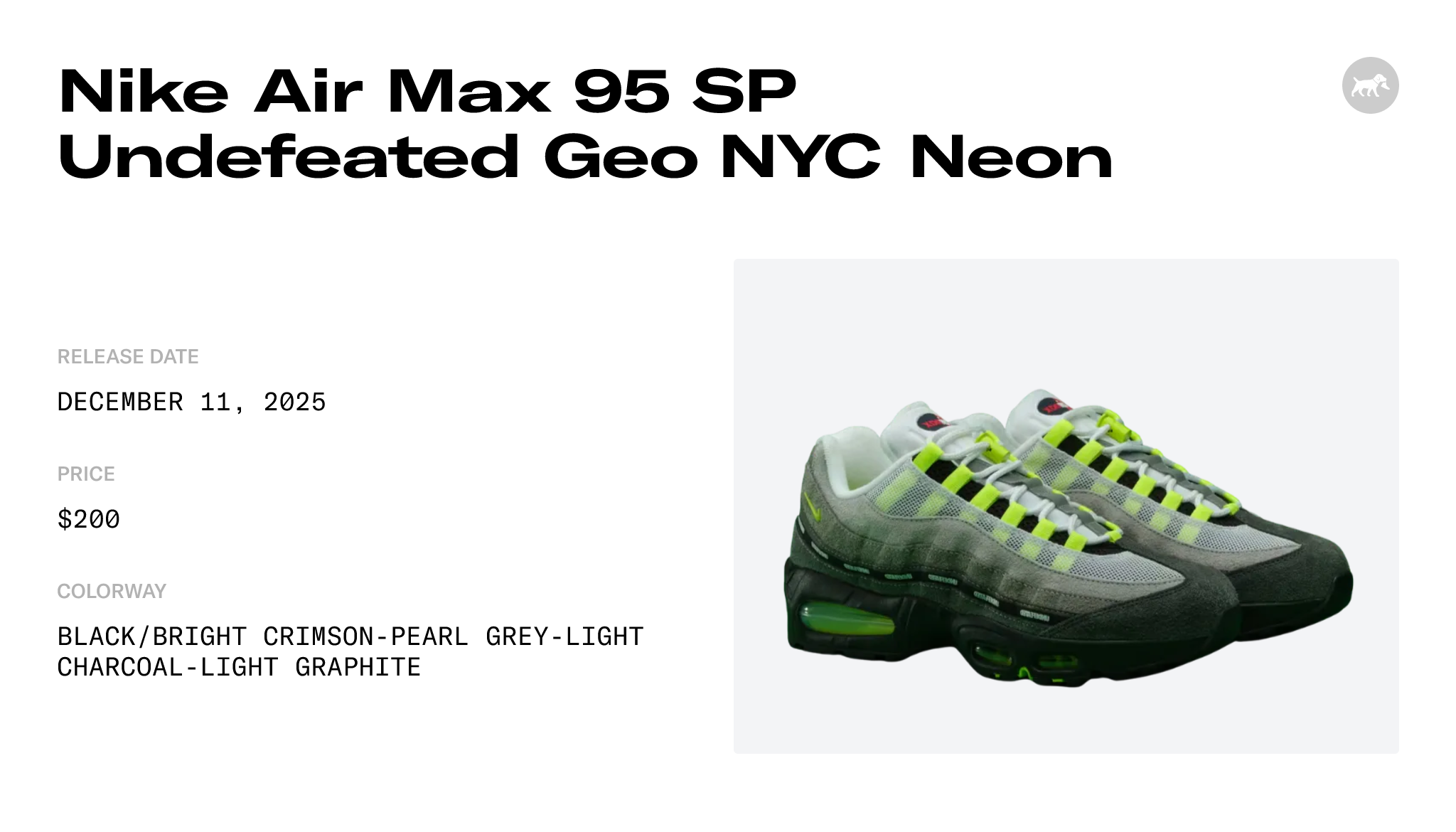 Nike Air Max 95 SP Undefeated Geo NYC Neon - IB4523-004