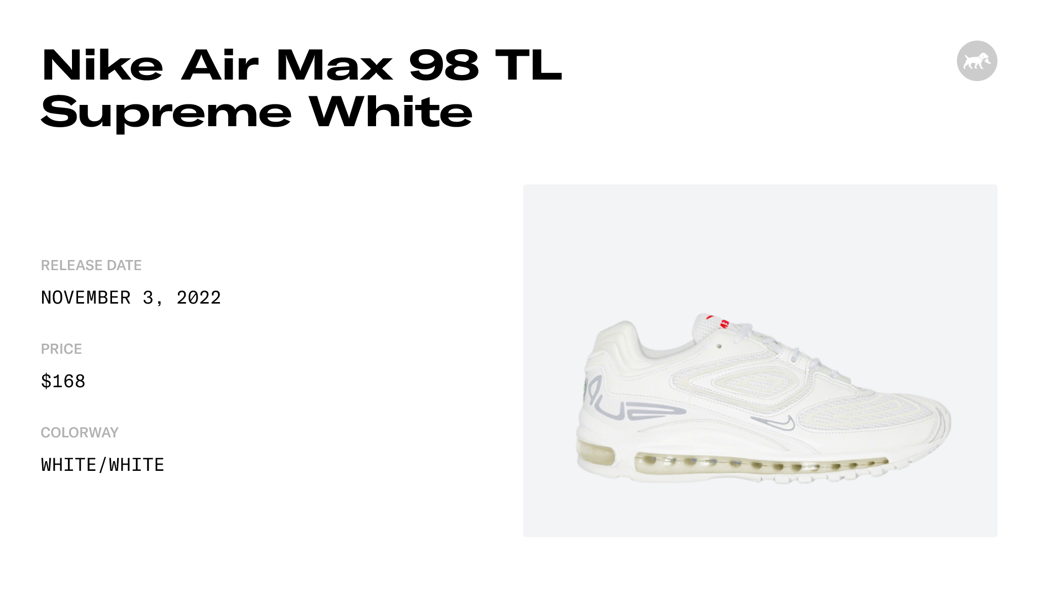 Nike Air Max 98 TL Supreme White - DR1033-100 Raffles & Where to Buy