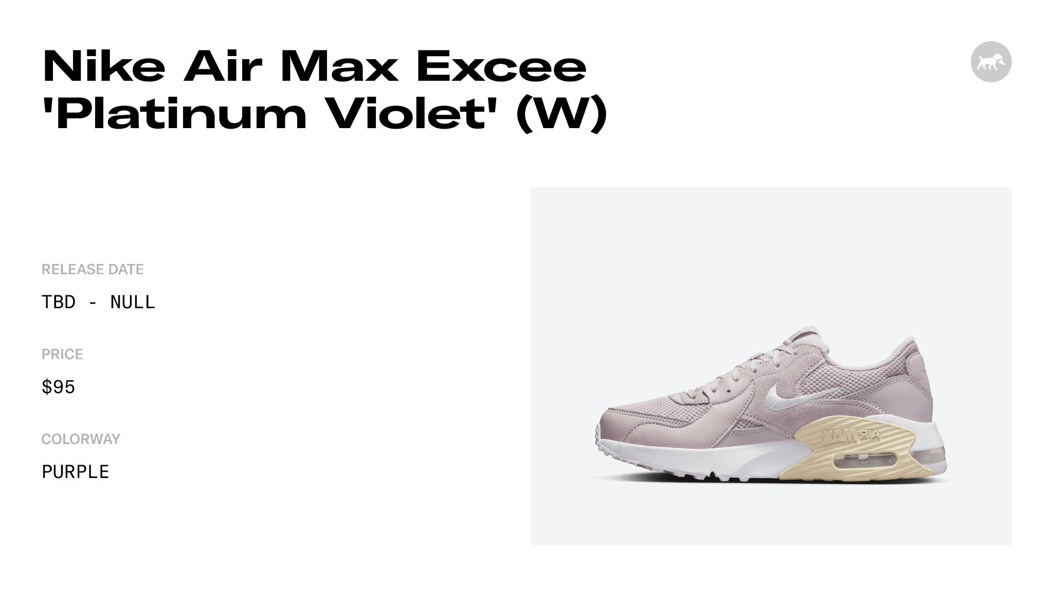 Nike Air Max Excee 'Platinum Violet' (W) - CD5432-010 Release Info