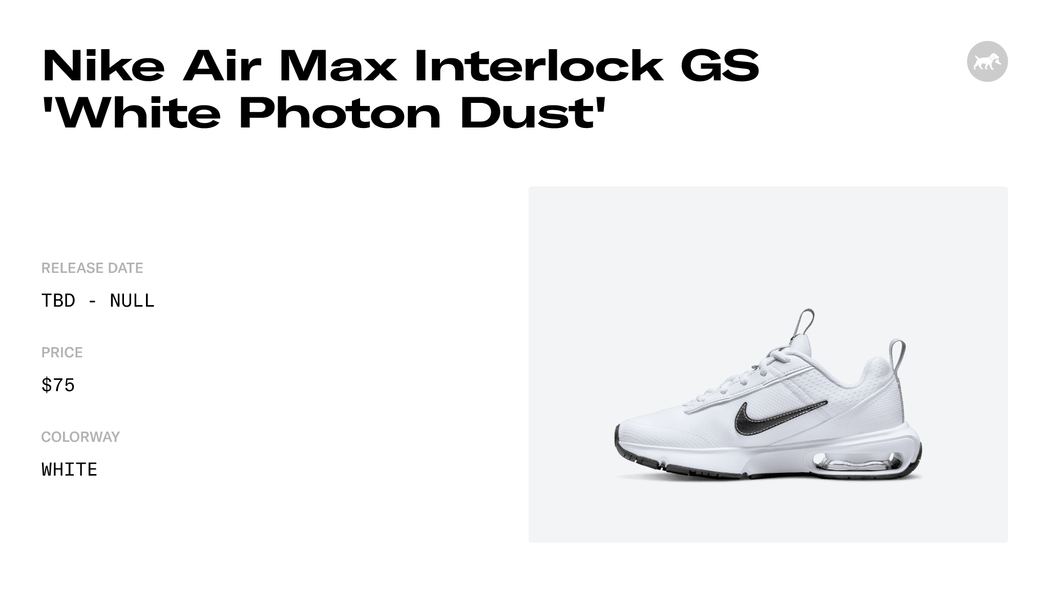 Nike Air Max Interlock GS 'White Photon Dust' - DH9393-101 Release Info