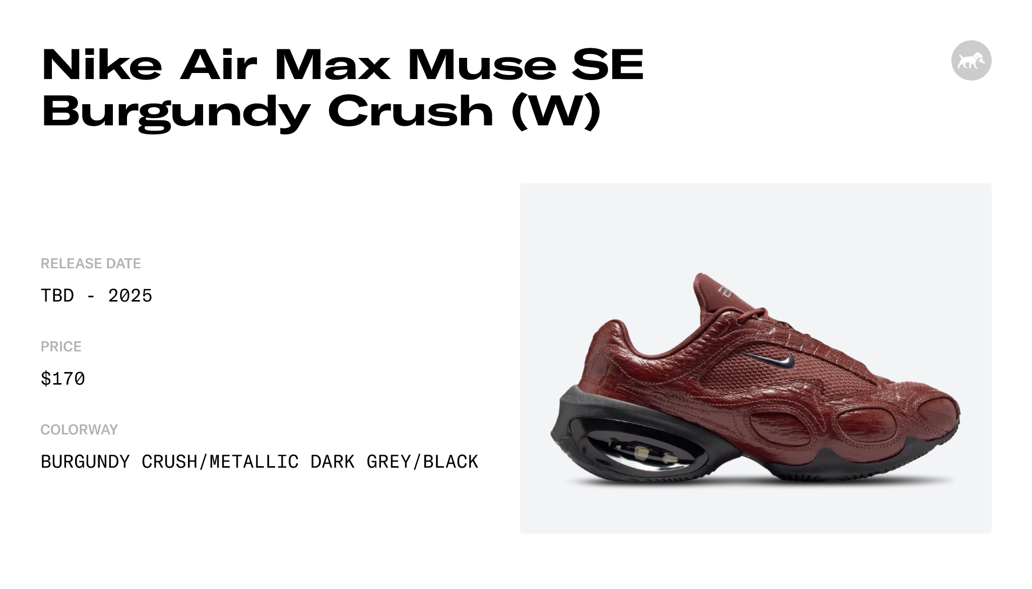 Nike Air Max Muse SE Burgundy Crush (W) - IB6689-600 Release Info