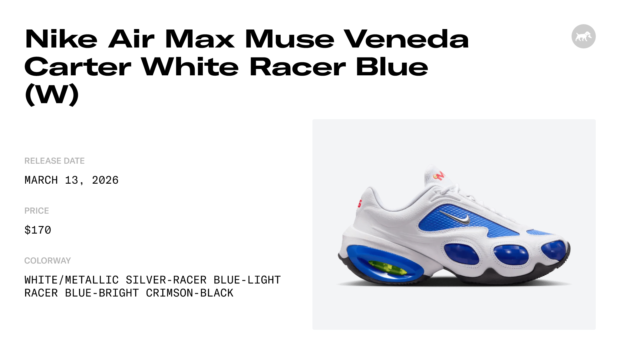 Nike Air Max Muse Veneda Carter White Racer Blue (W) - HV9929-100 ...