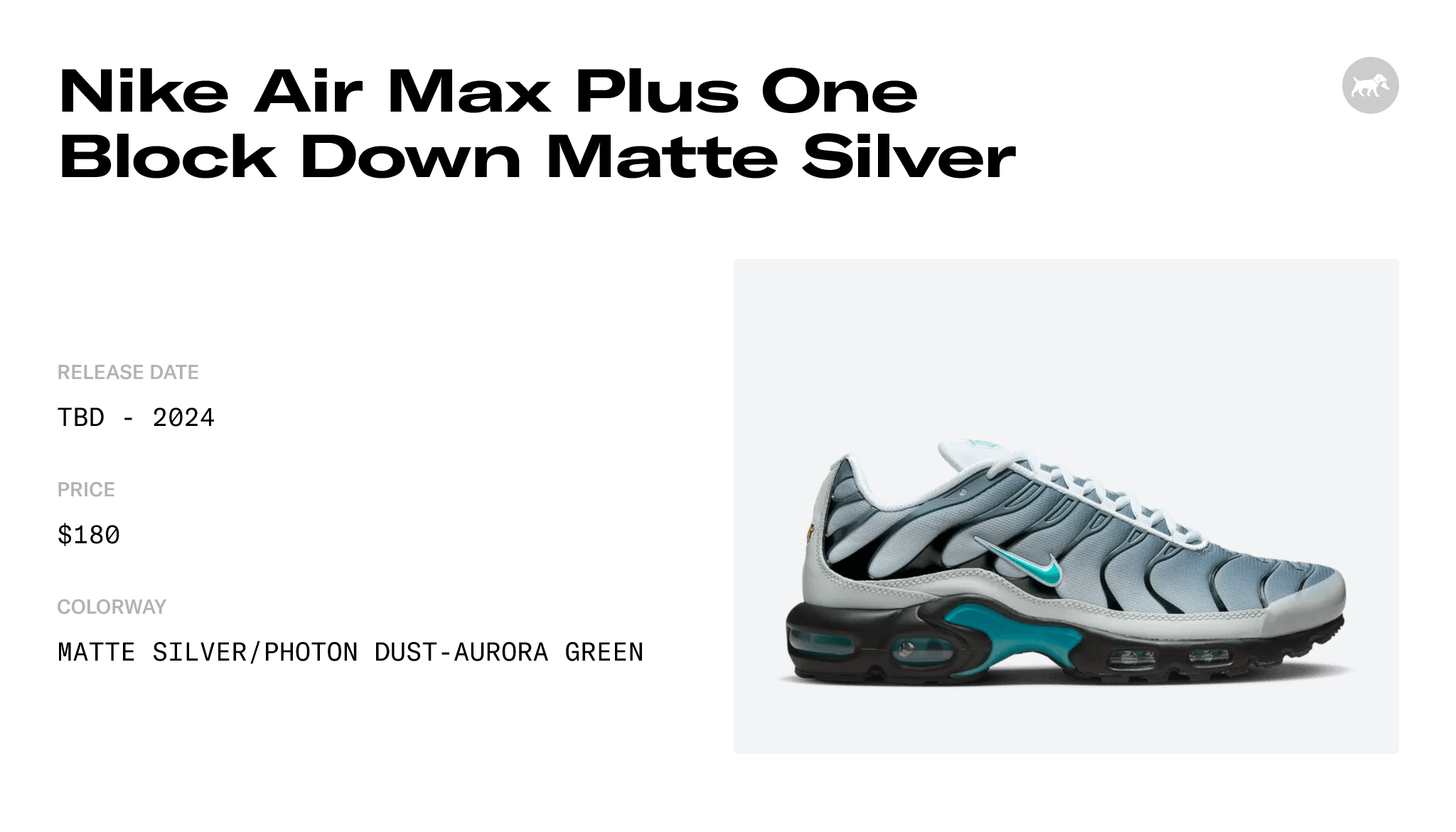Nike Air Max Plus One Block Down Matte Silver - FZ3308-001 Release Info