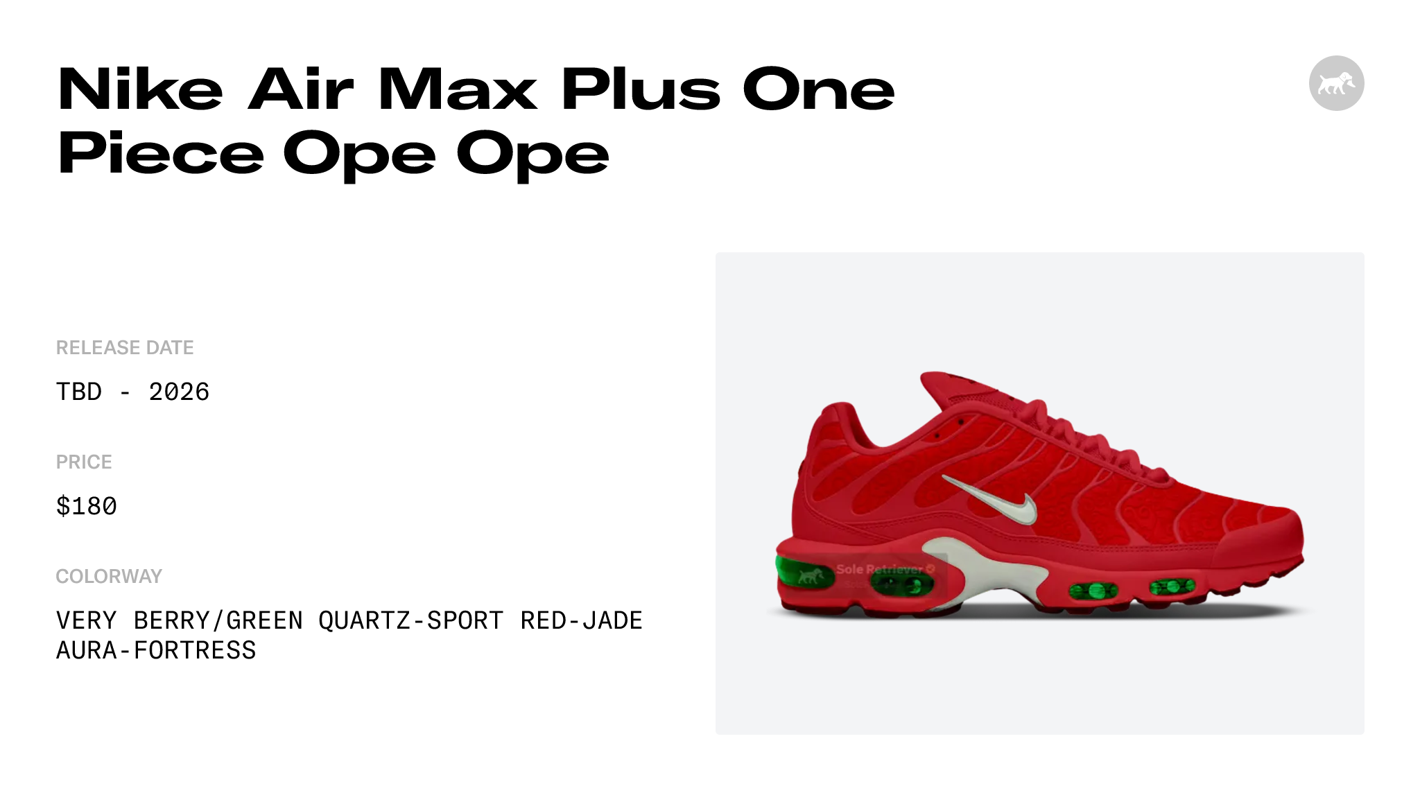 Nike Air Max Plus One Piece Ope Ope - IW1282-600 Release Info