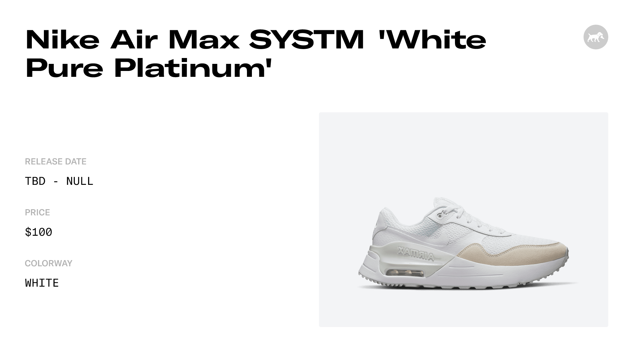 Nike Air Max SYSTM 'White Pure Platinum' - DM9537-101 Release Info