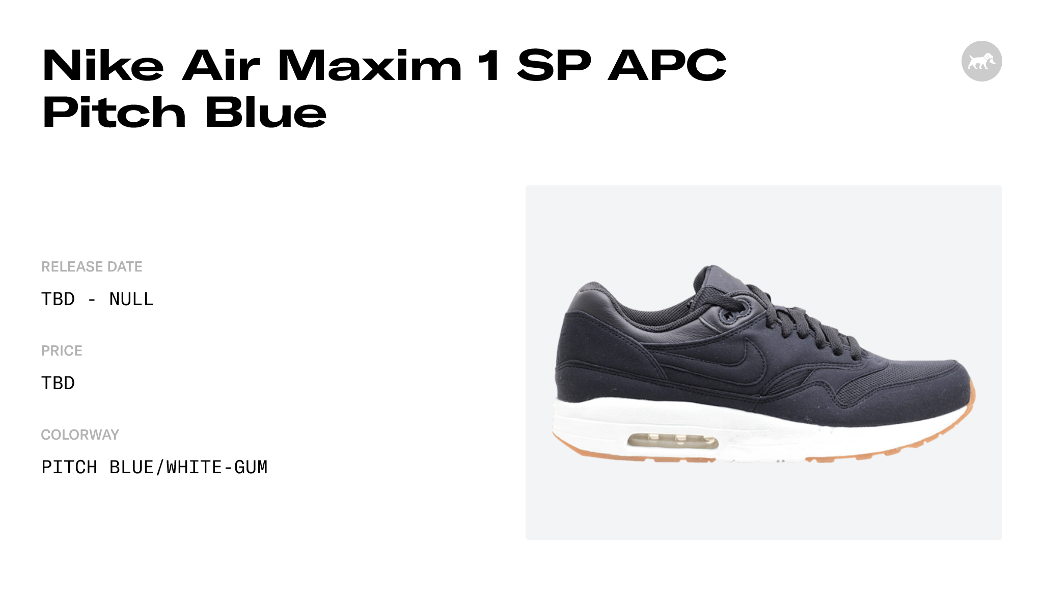 Nike Air Maxim 1 SP APC Pitch Blue - 607541-440 Release Info