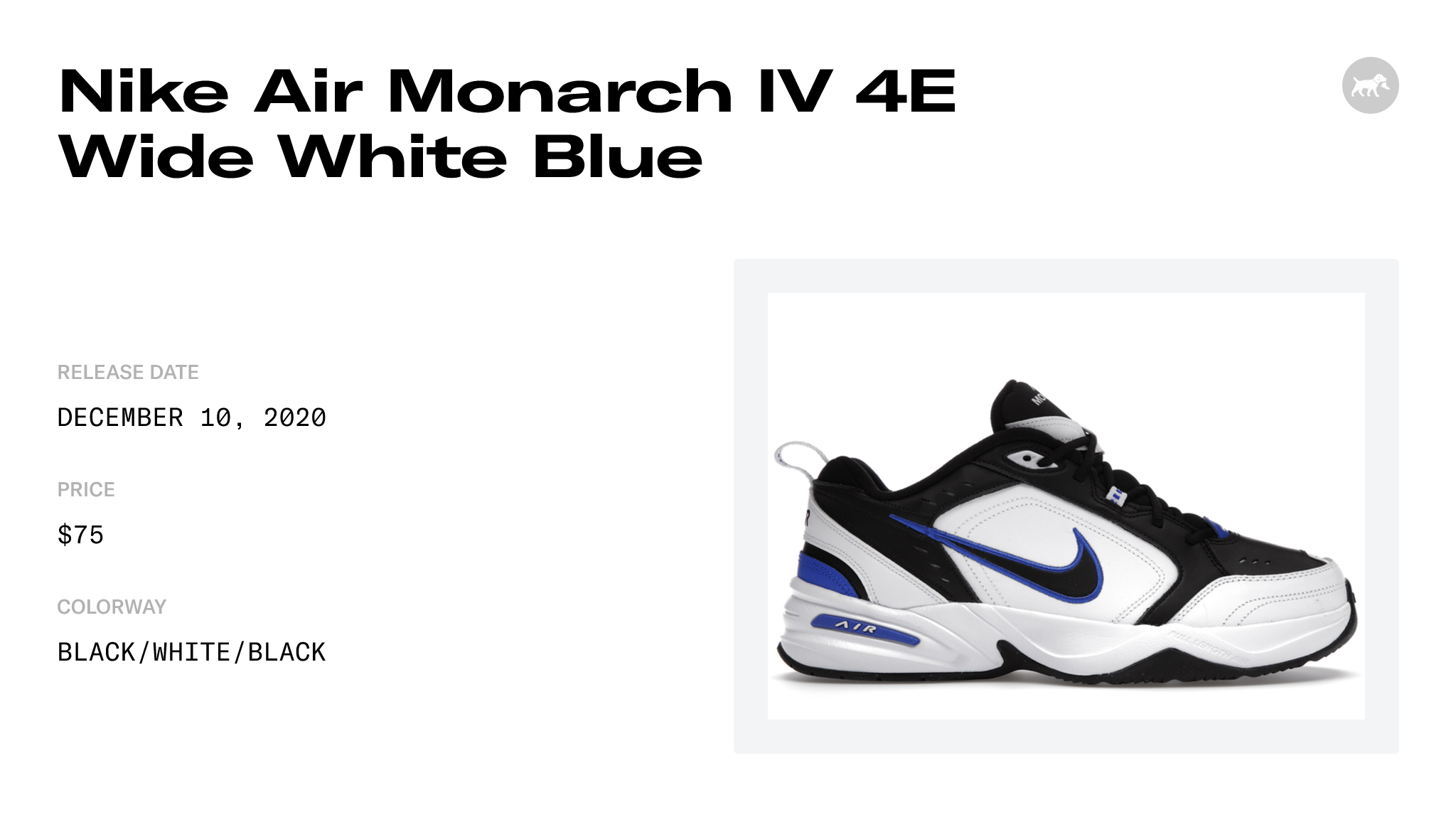 Nike Air Monarch IV 4E Wide White Blue - 416355-002