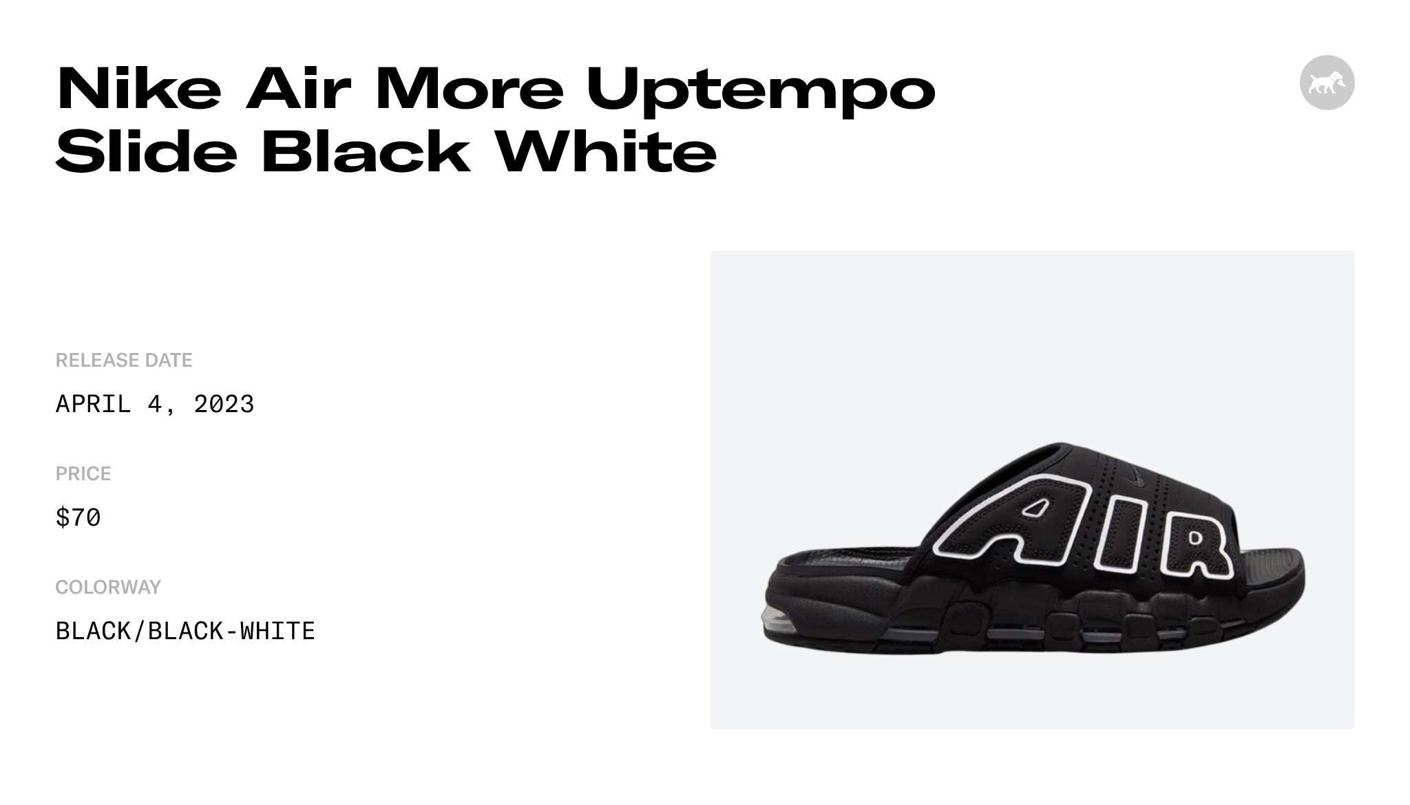 Nike Air More Uptempo Slide Black White - DV2132-001