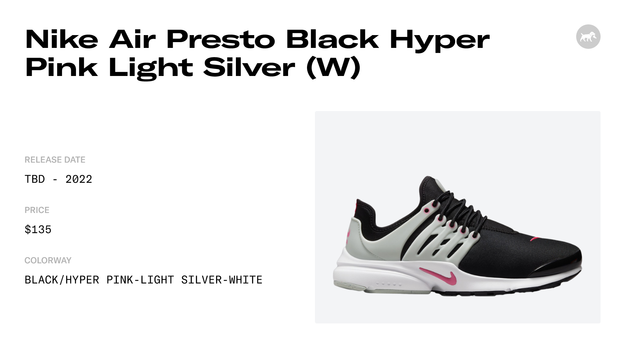 Nike Air Presto Black Hyper Pink Light Silver (W) - 878068-019 Release Info