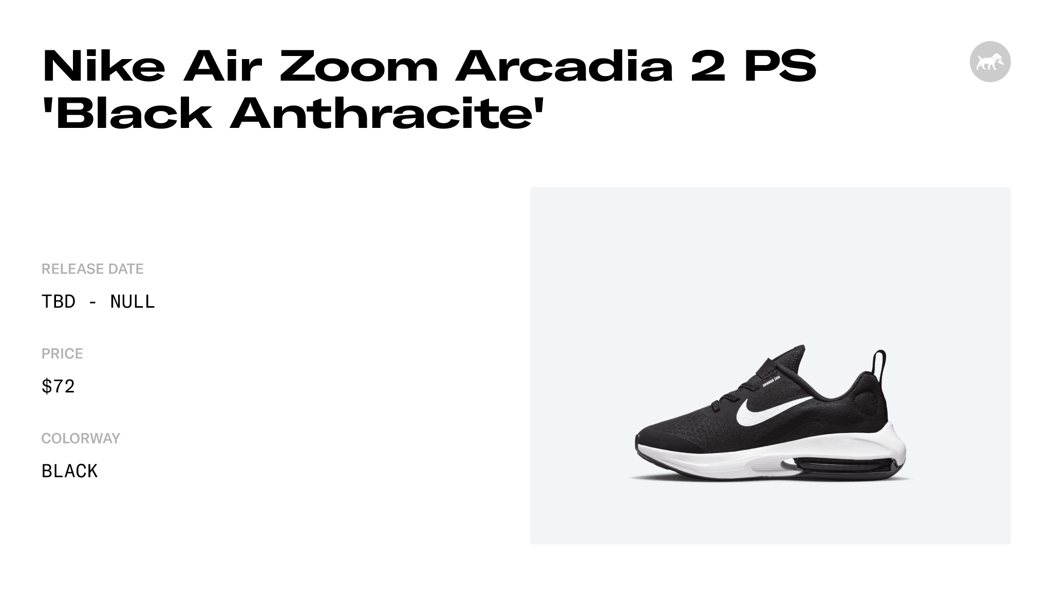 Nike Air Zoom Arcadia 2 PS 'Black Anthracite' - DM8492-002 Release Info