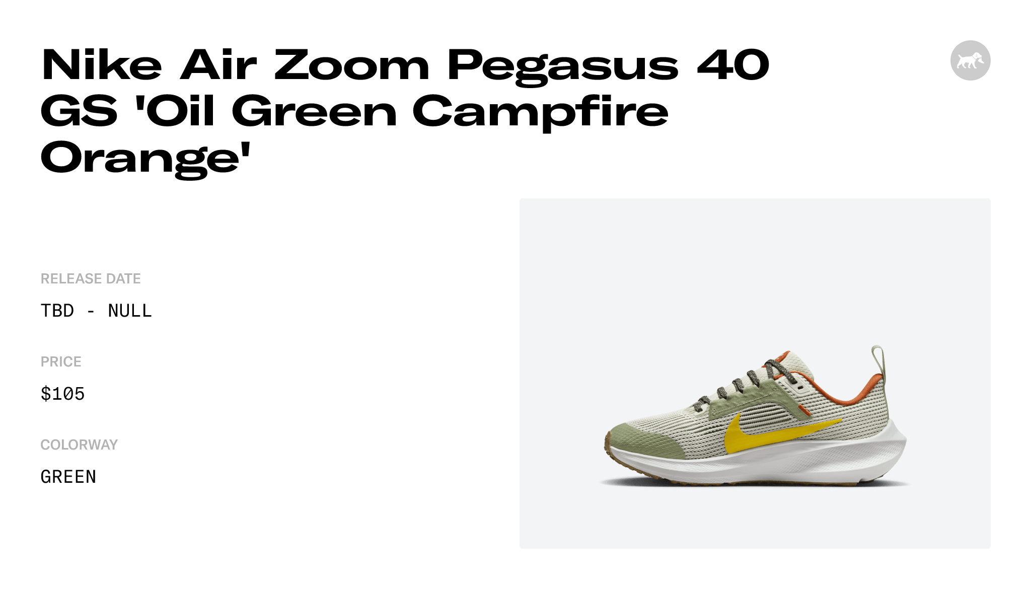 Nike Air Zoom Pegasus 40 GS 'Oil Green Campfire Orange' - FV3645-381 ...