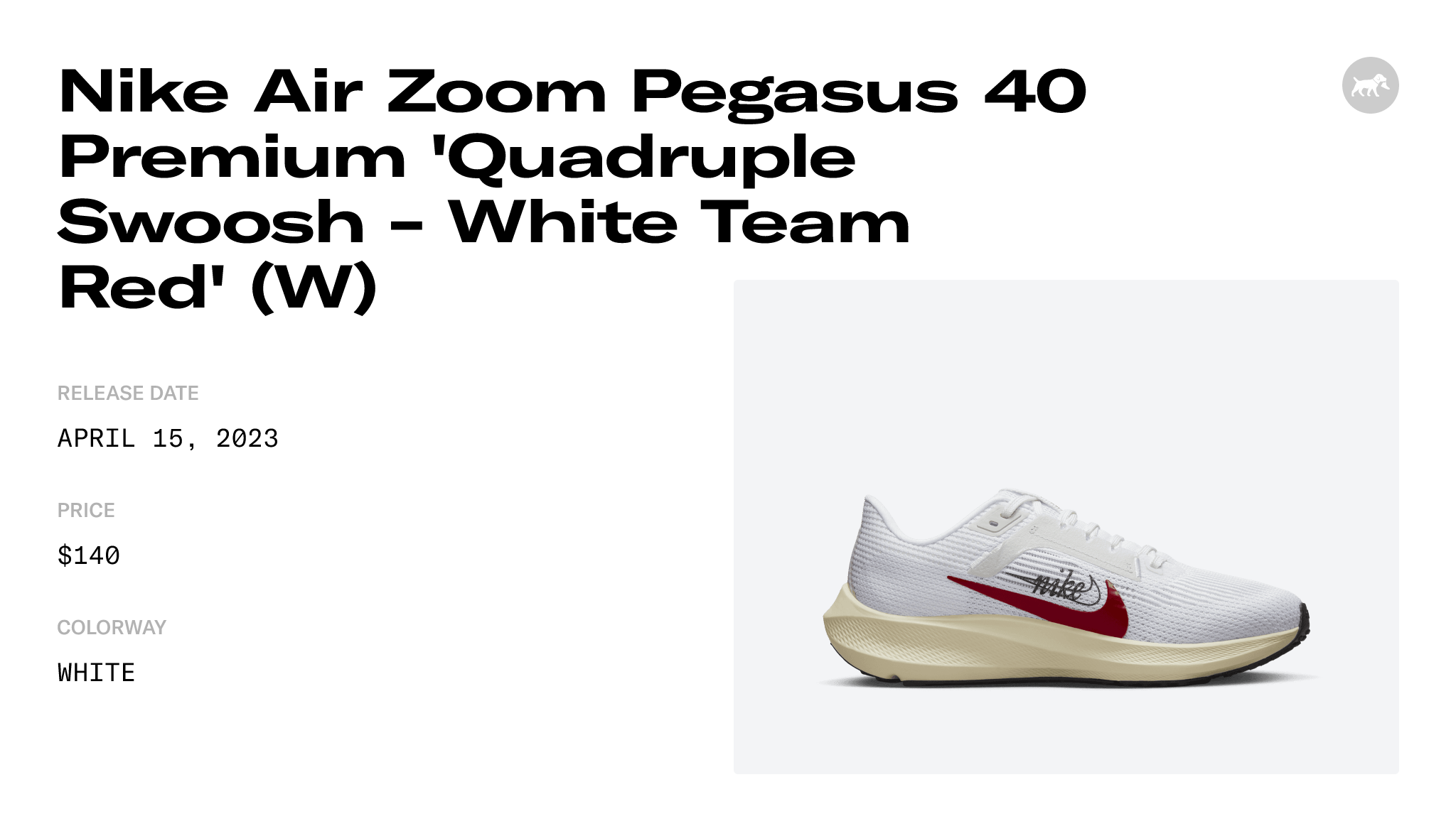Nike Air Zoom Pegasus 40 Premium 'Quadruple Swoosh - White Team Red' (W ...