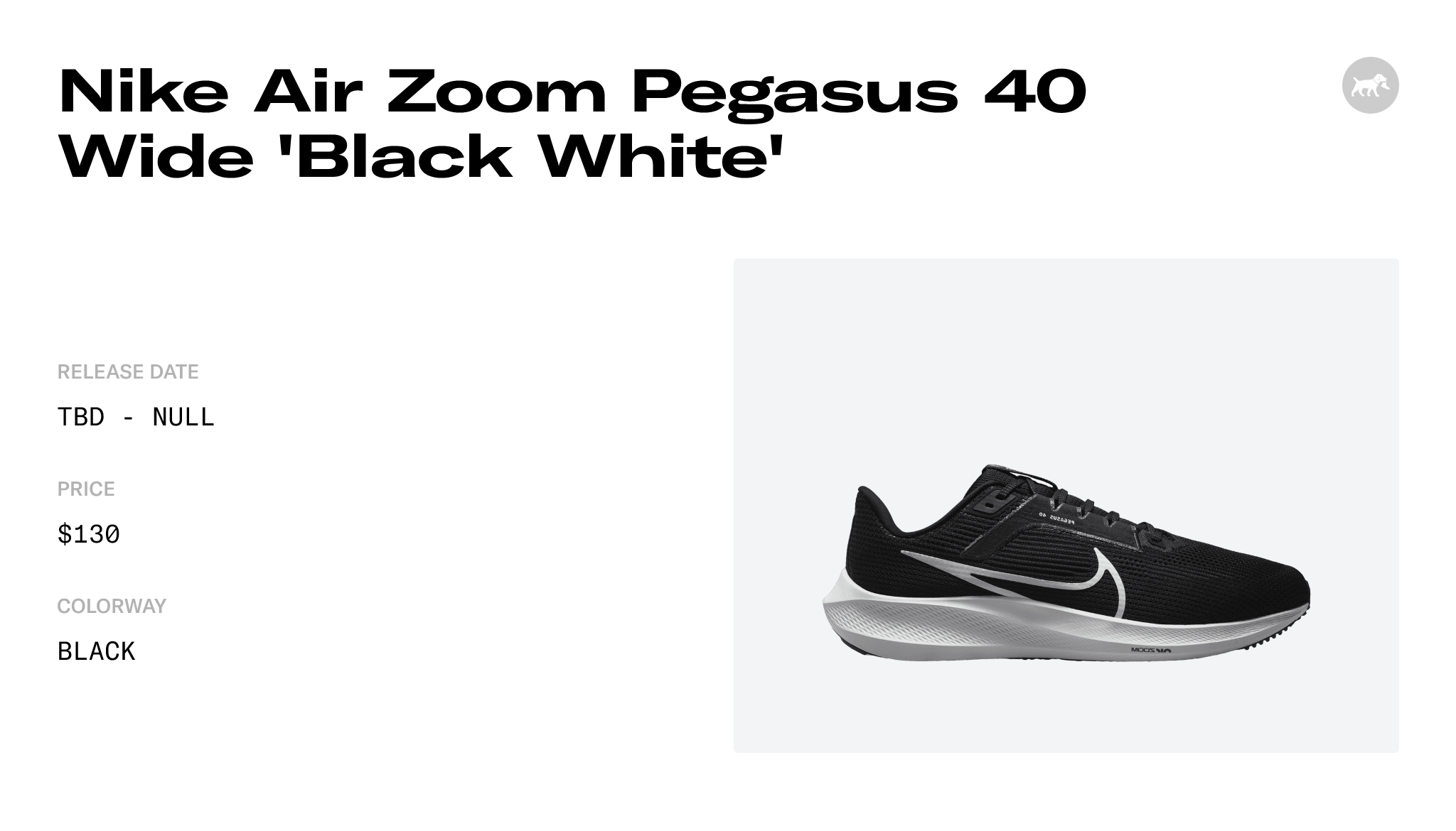 Nike Air Zoom Pegasus 40 Wide 'Black White' - DV7480-001 Release Info