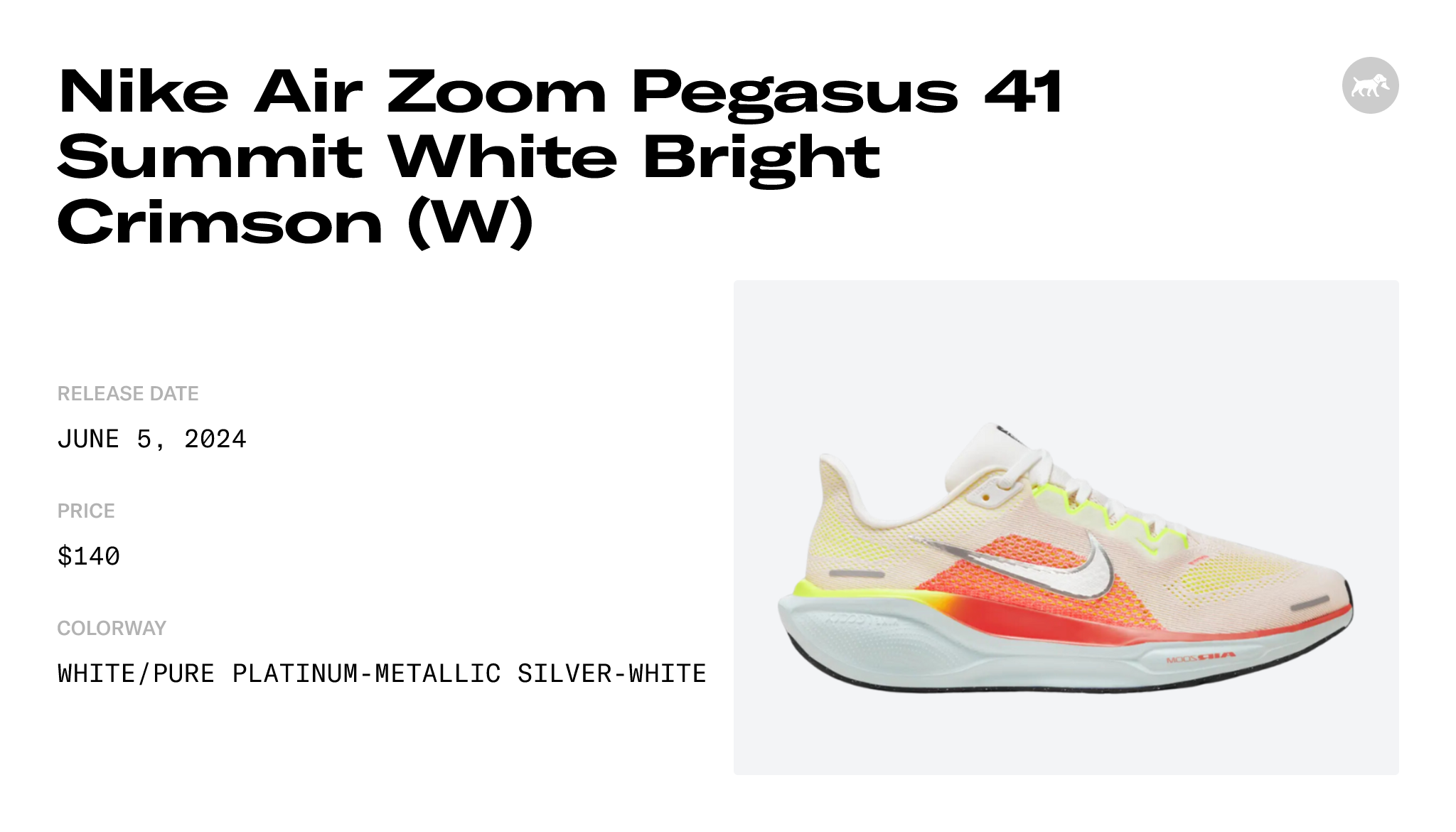Nike Air Zoom Pegasus 41 Summit White Bright Crimson (W) - FD2723-002