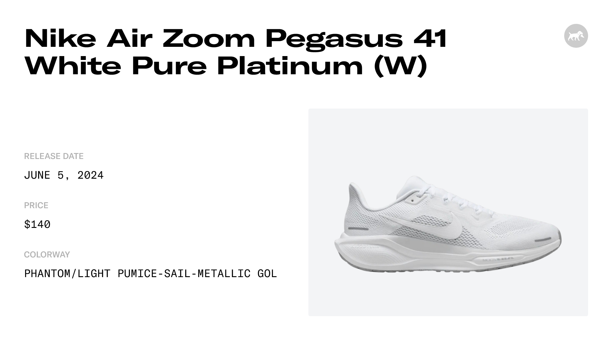 Nike Air Zoom Pegasus 41 White Pure Platinum (W) - FD2723-005