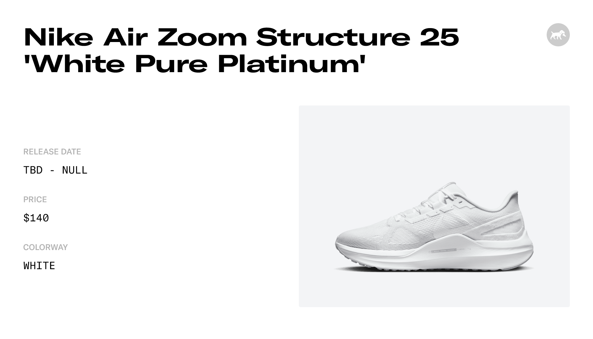 Nike Air Zoom Structure 25 'White Pure Platinum' - DJ7883-105 Release Info
