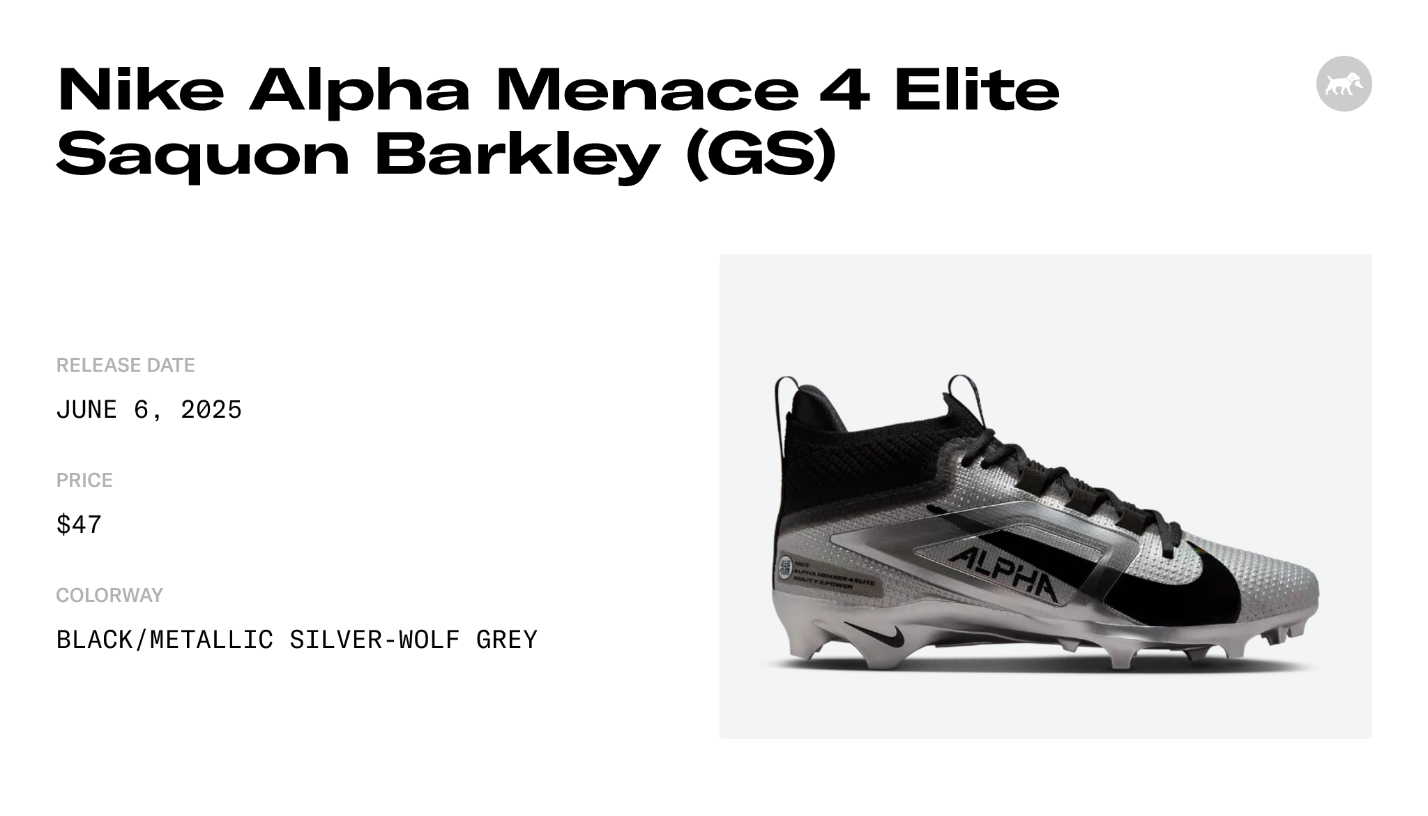Nike Alpha Menace 4 Elite Saquon Barkley (GS) - IF0115-001 Release Info
