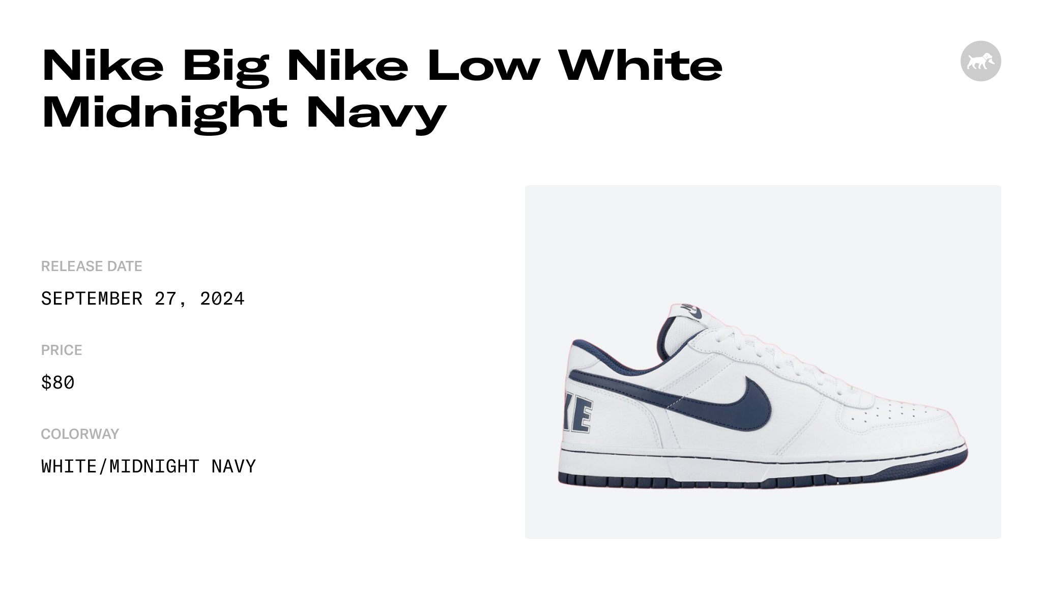 Nike Big Nike Low White Midnight Navy - 355152-140