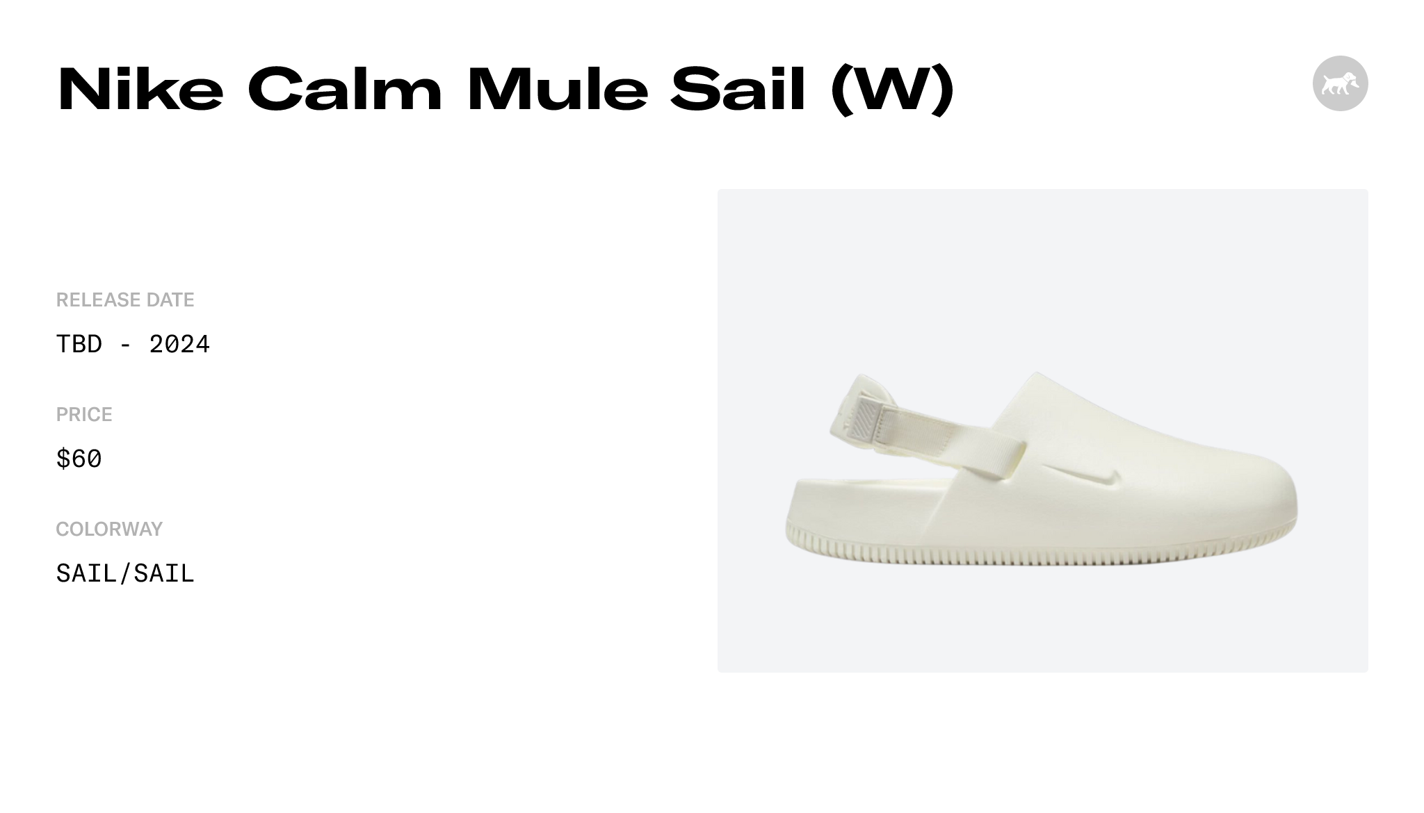 Nike Calm Mule Sail (W) - FB2185-100 Release Info