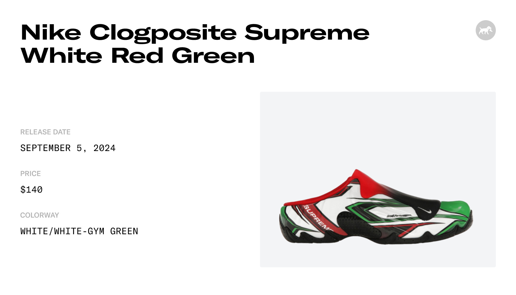 Nike Clogposite Supreme White Red Green - FN0289-100